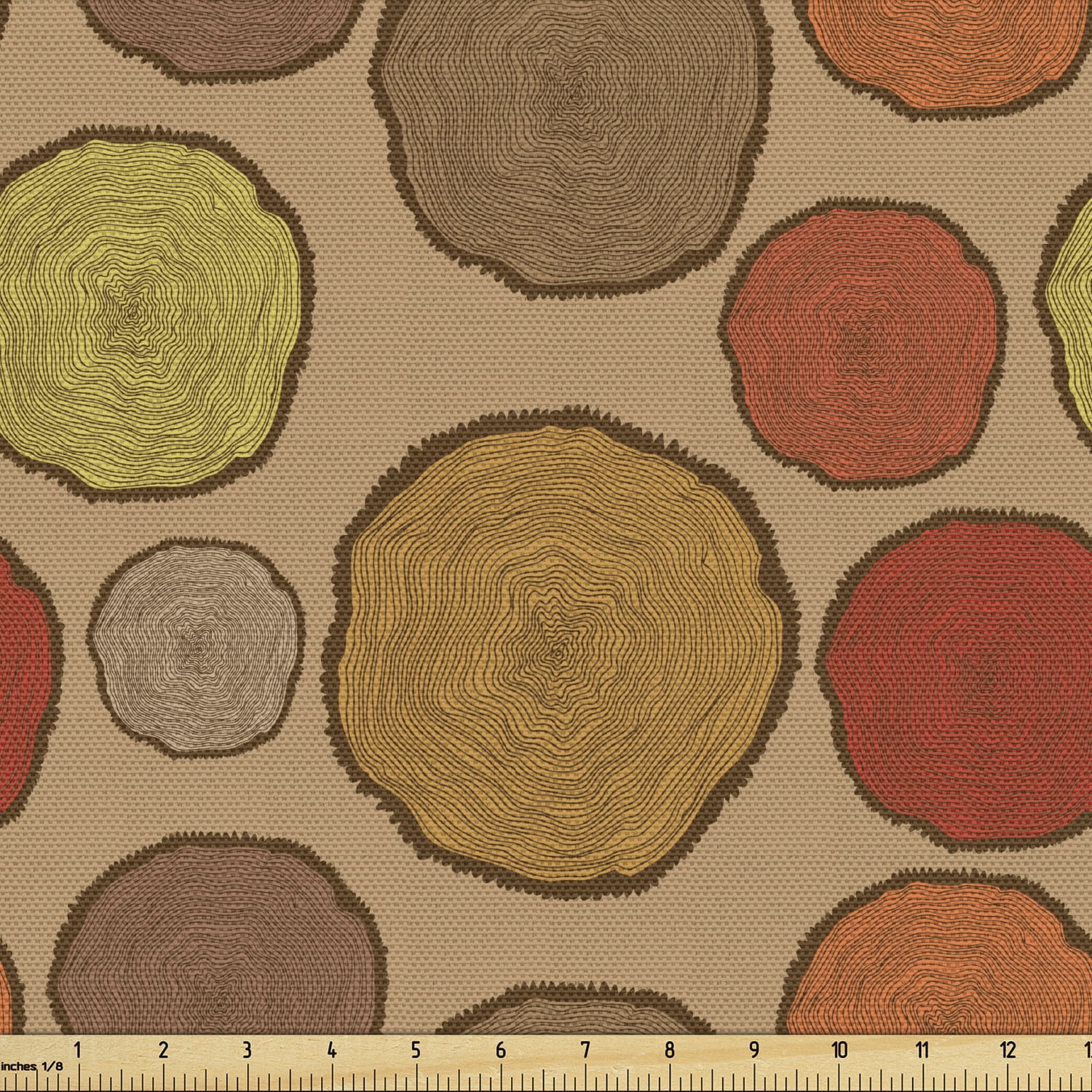 Ambesonne Tree Fabric by the Yard Upholstery, Old Cut Tree Trunks ...