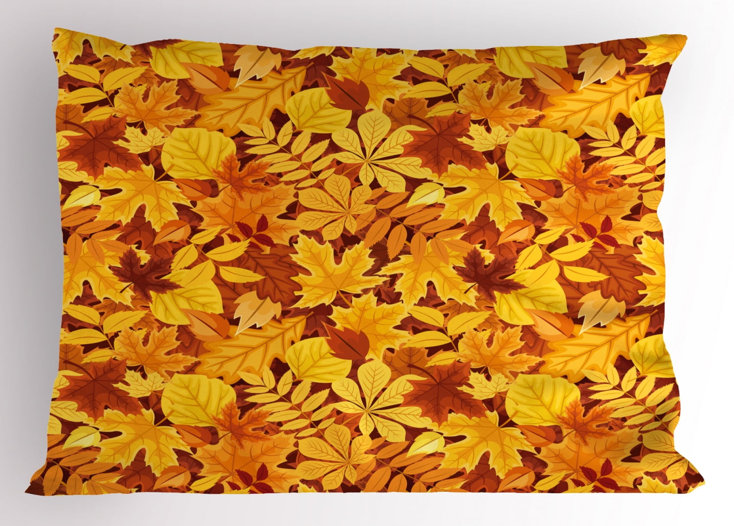 Ambesonne Tree Pillow Sham, Shady Fall Oak Maple Leaf, 26" X 20", Earth ...