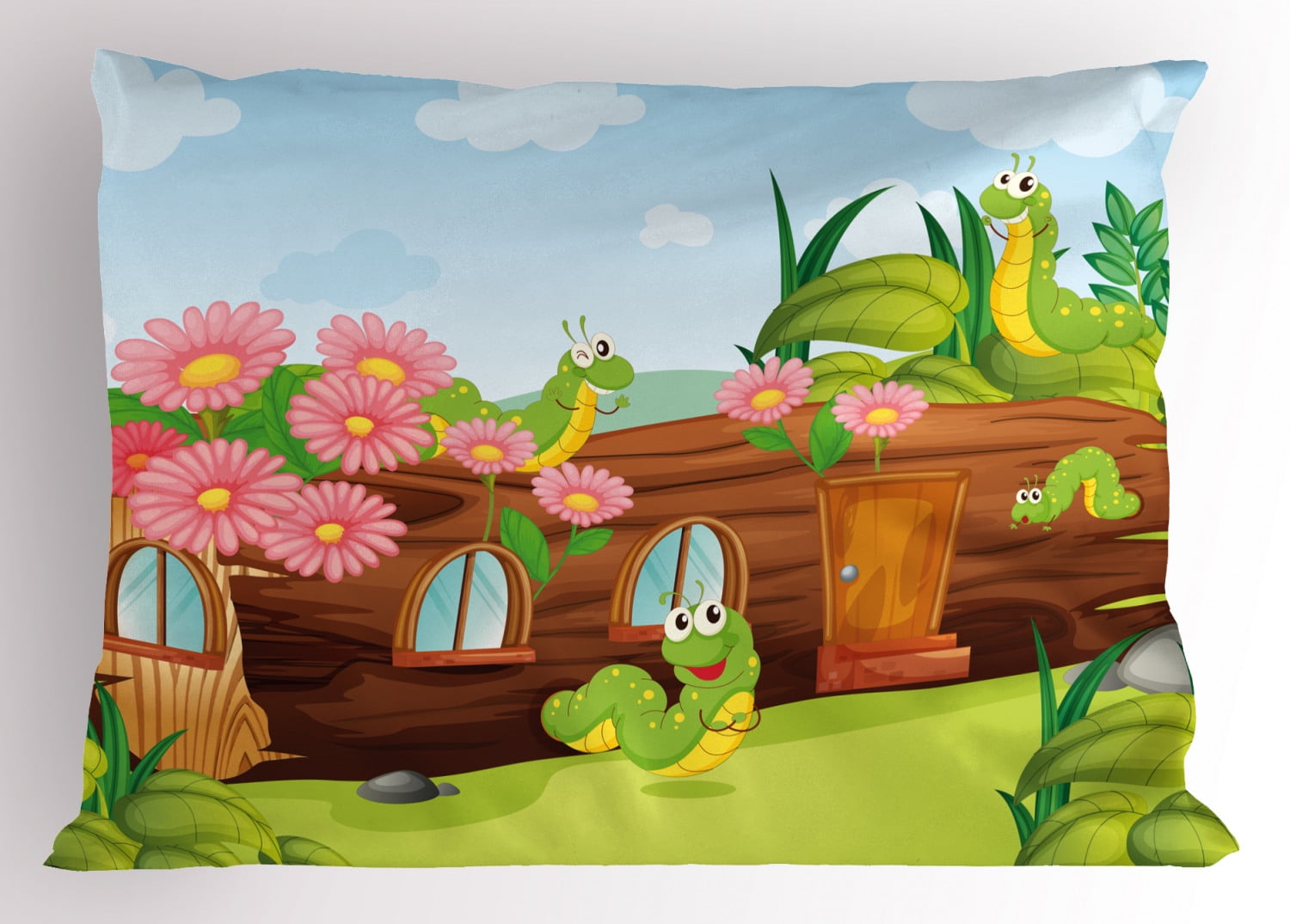 Ambesonne Tree Pillow Sham, Worms in Wooden Tree, 26" X 20", Apple ...