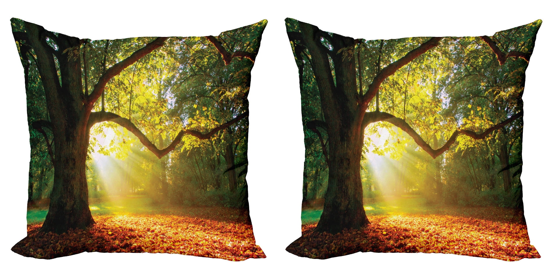 Ambesonne Tree Throw Pillow Cover 2 Pack, Oak Autumn Leaves, 20 ...