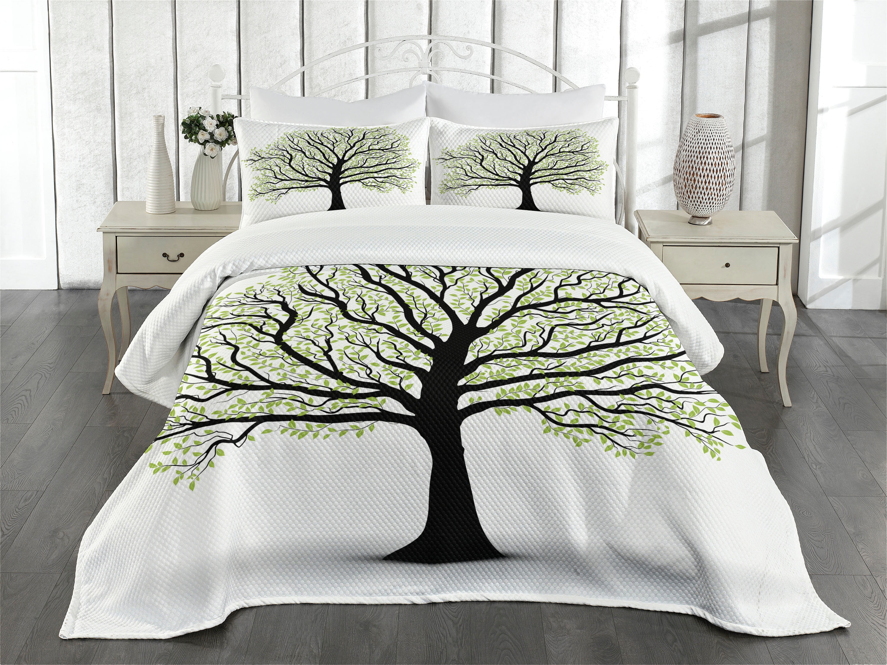 Ambesonne Tree of Life Quilted Bedspread Set 3 Pcs, Nature Living ...