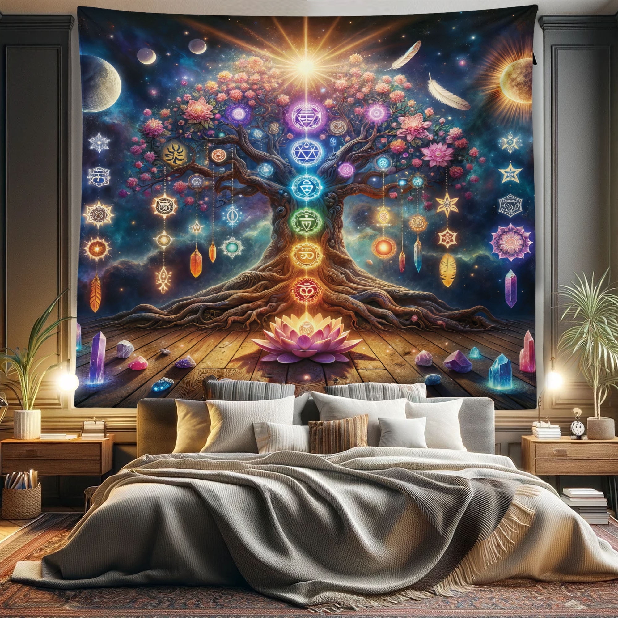Ambesonne Tree of Life Tapestry King Size, Colorful Divine Design, 104 ...
