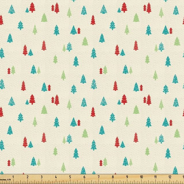 Ambesonne Trees Fabric by the Yard Upholstery, Repetitive Pines ...