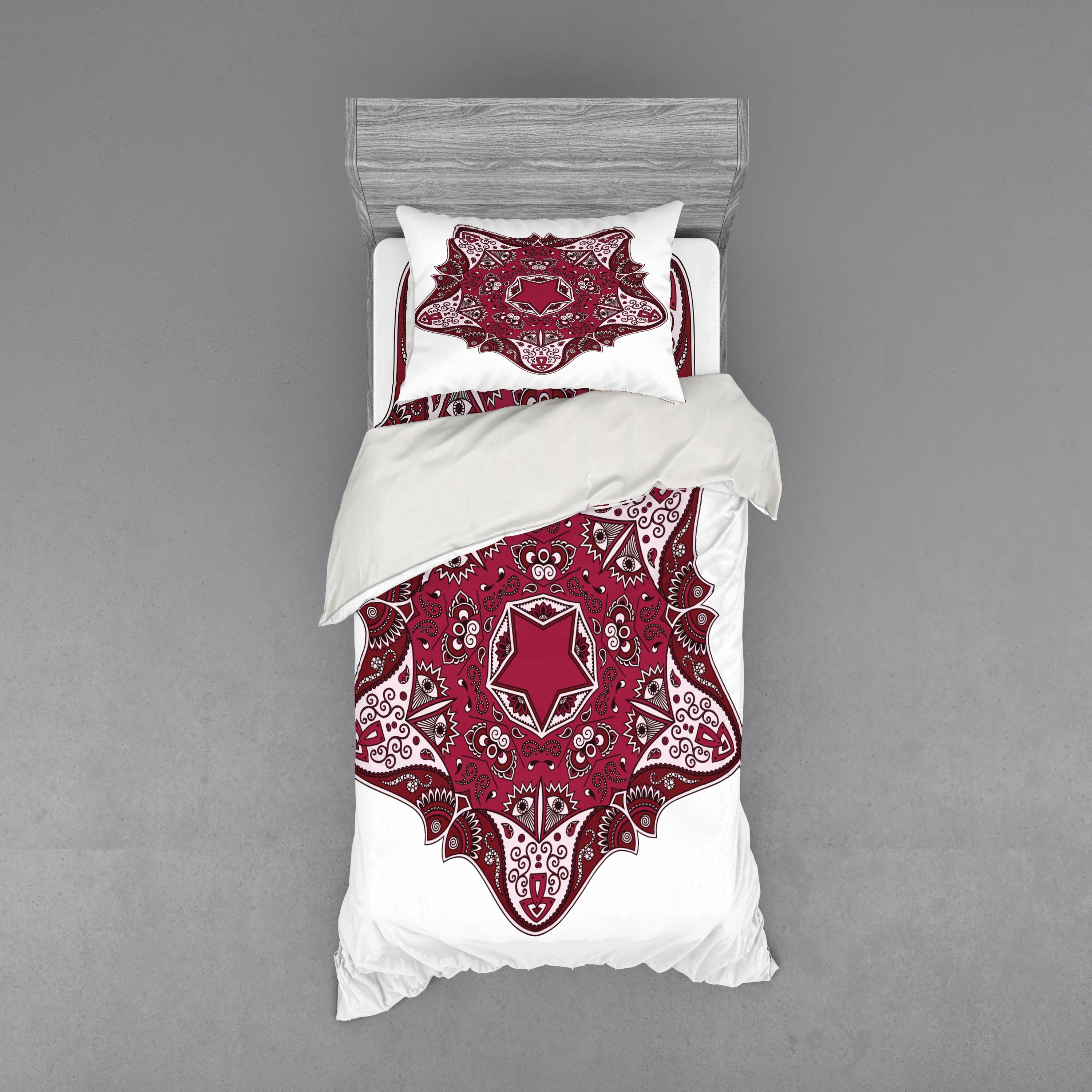 Ambesonne Tribal Bedding Set 3 Pcs, Maroon Mandala, Twin XL, Red ...