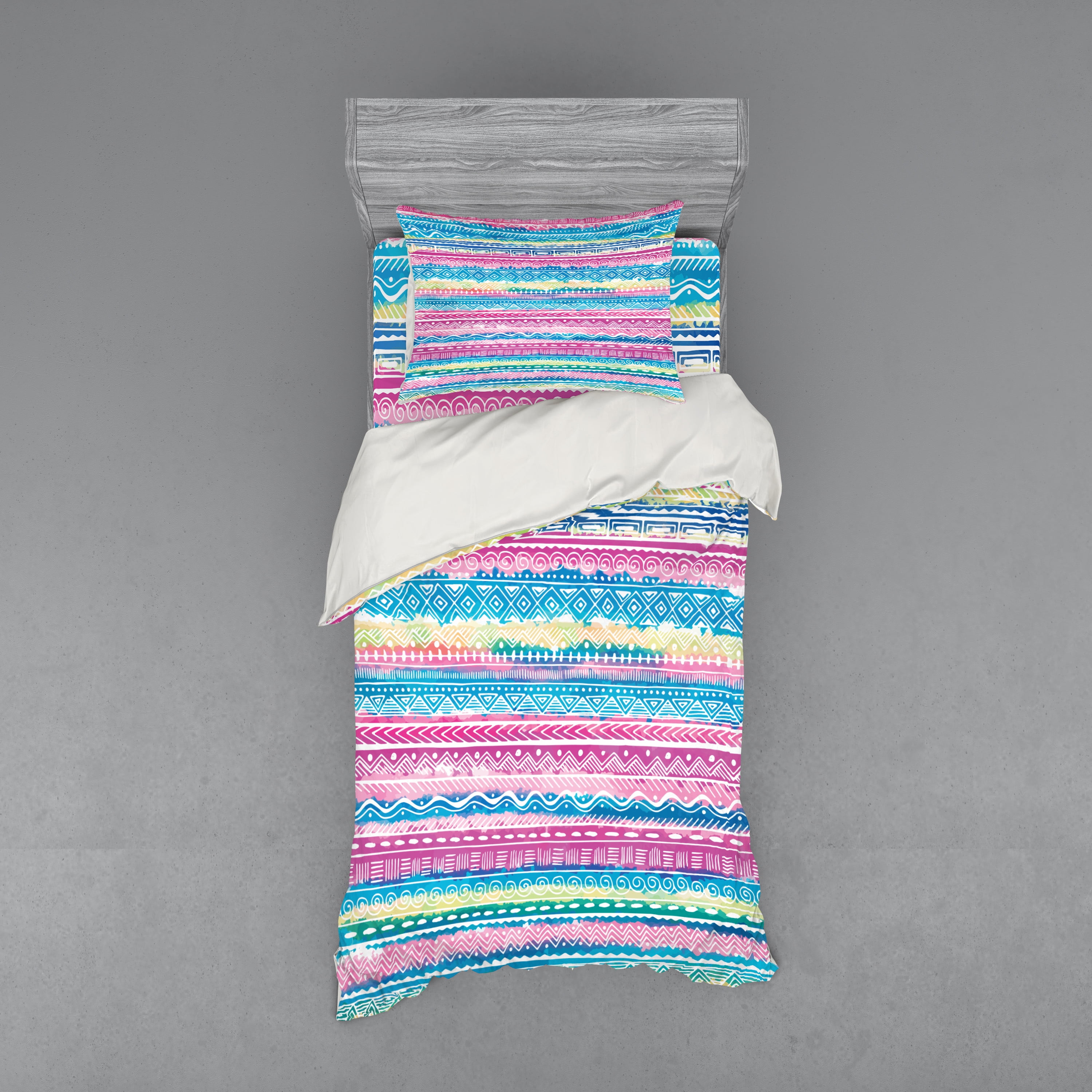 Ambesonne Tribal Bedding Set 3 Pcs, Watercolor Aztec Stripes, Twin ...