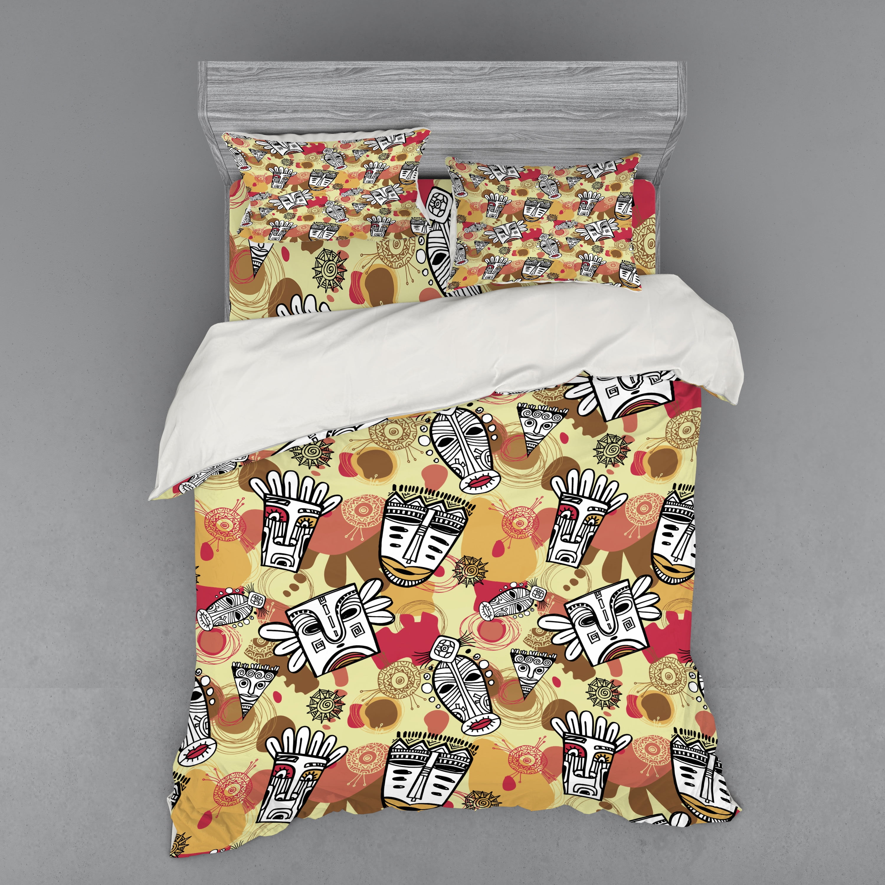 Ambesonne Tribal Bedding Set 4 Pcs, Aboriginal, Queen, Pale Khaki and ...