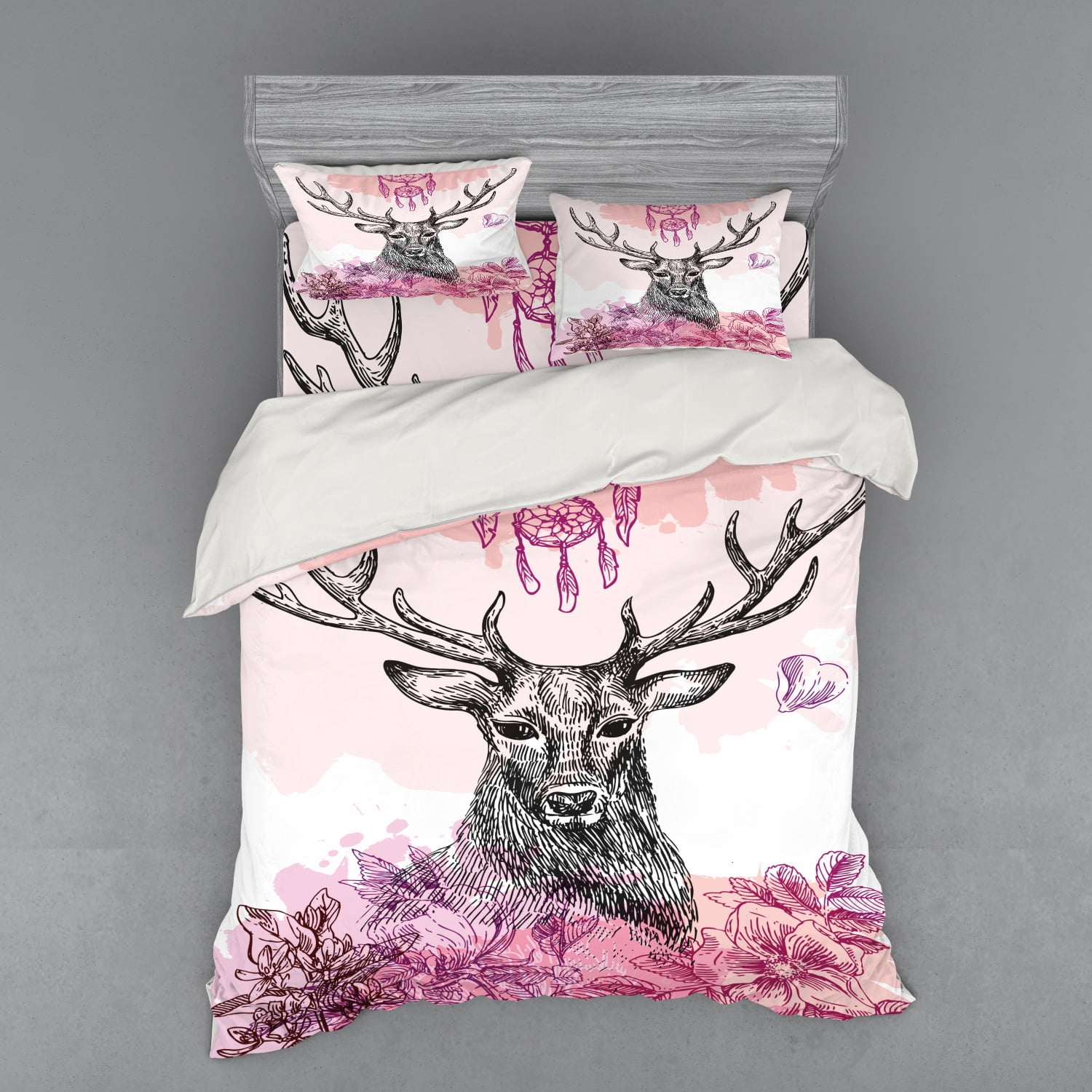 Ambesonne Tribal Bedding Set 4 Pcs, Flower Leaves Hand Drawn, Queen ...