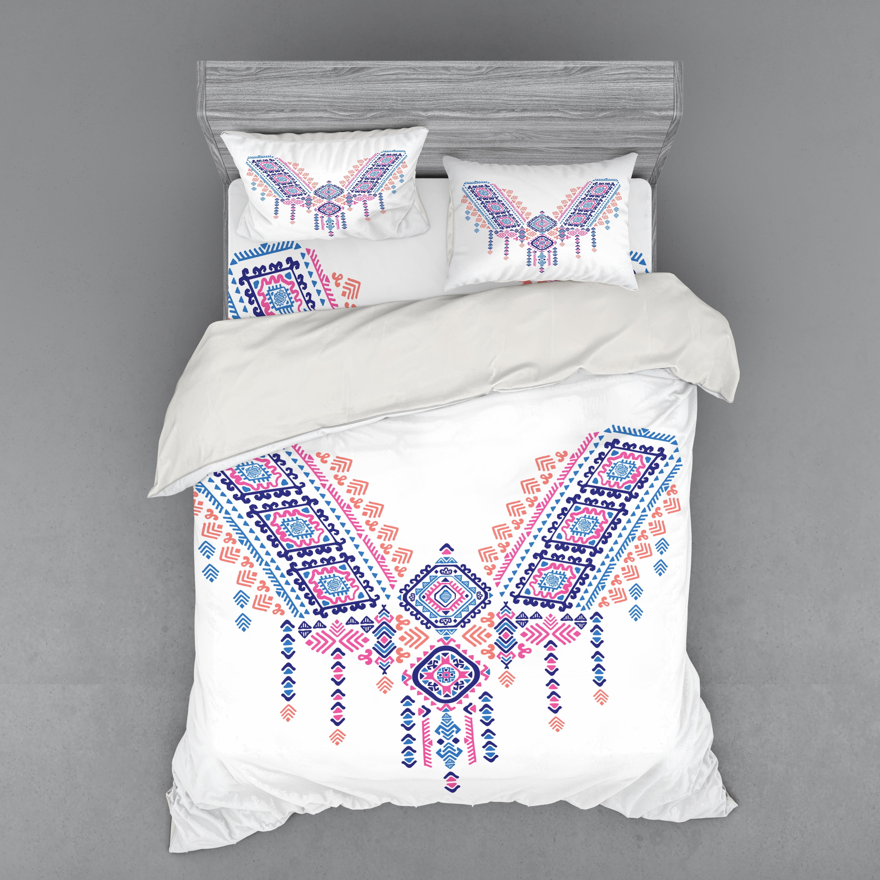 Ambesonne Tribal Bedding Set 4 Pcs, Geometric Design, Queen, Coral Pink ...