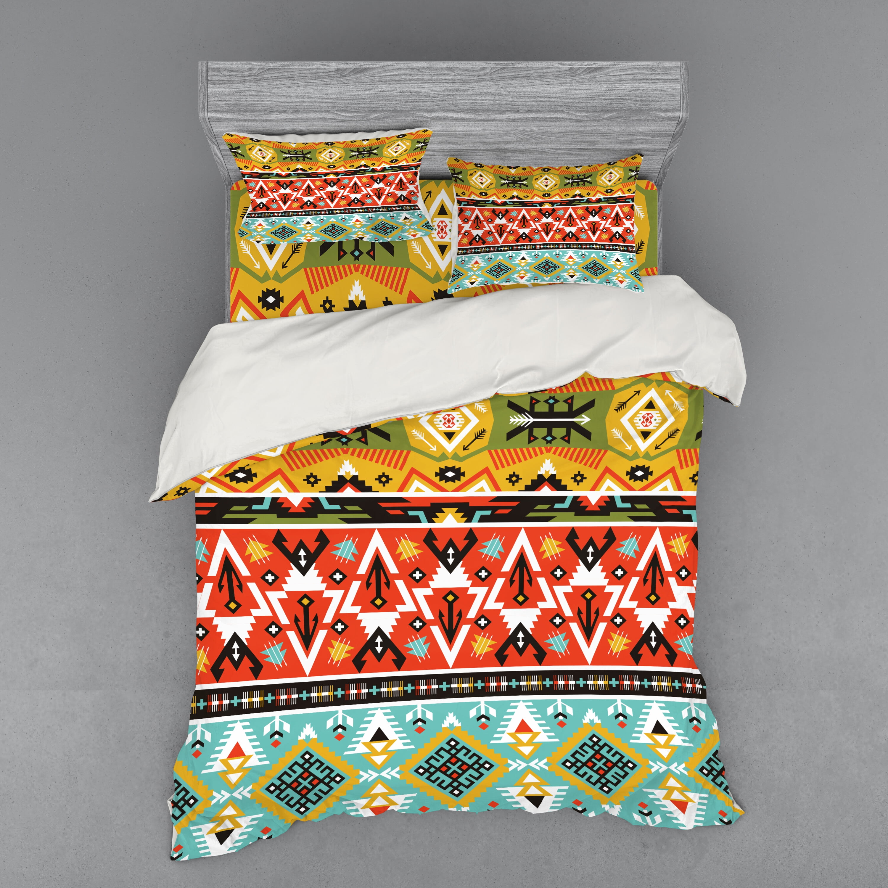 Ambesonne Tribal Bedding Set 4 Pcs, Love and Adventure Aztec, Queen ...