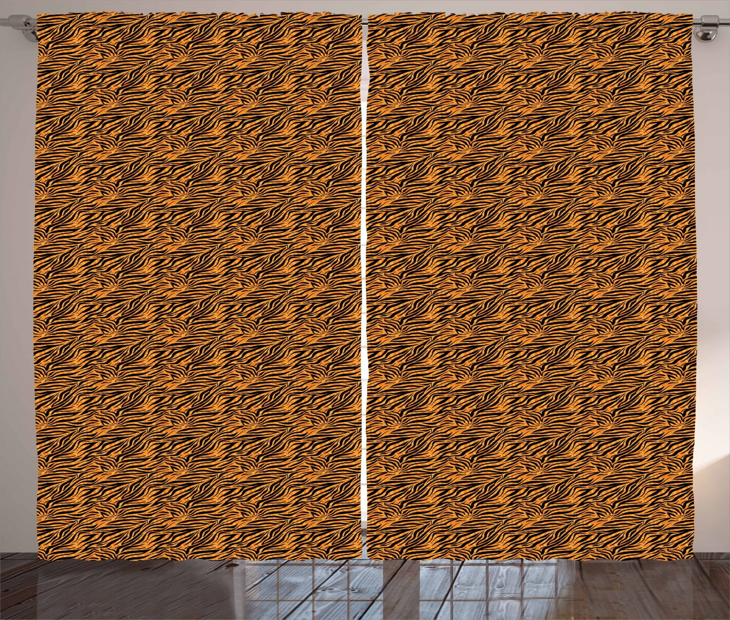 Ambesonne Tribal Curtains 2 Panel Set, Tiger Skin Motif, 108" x 63 ...