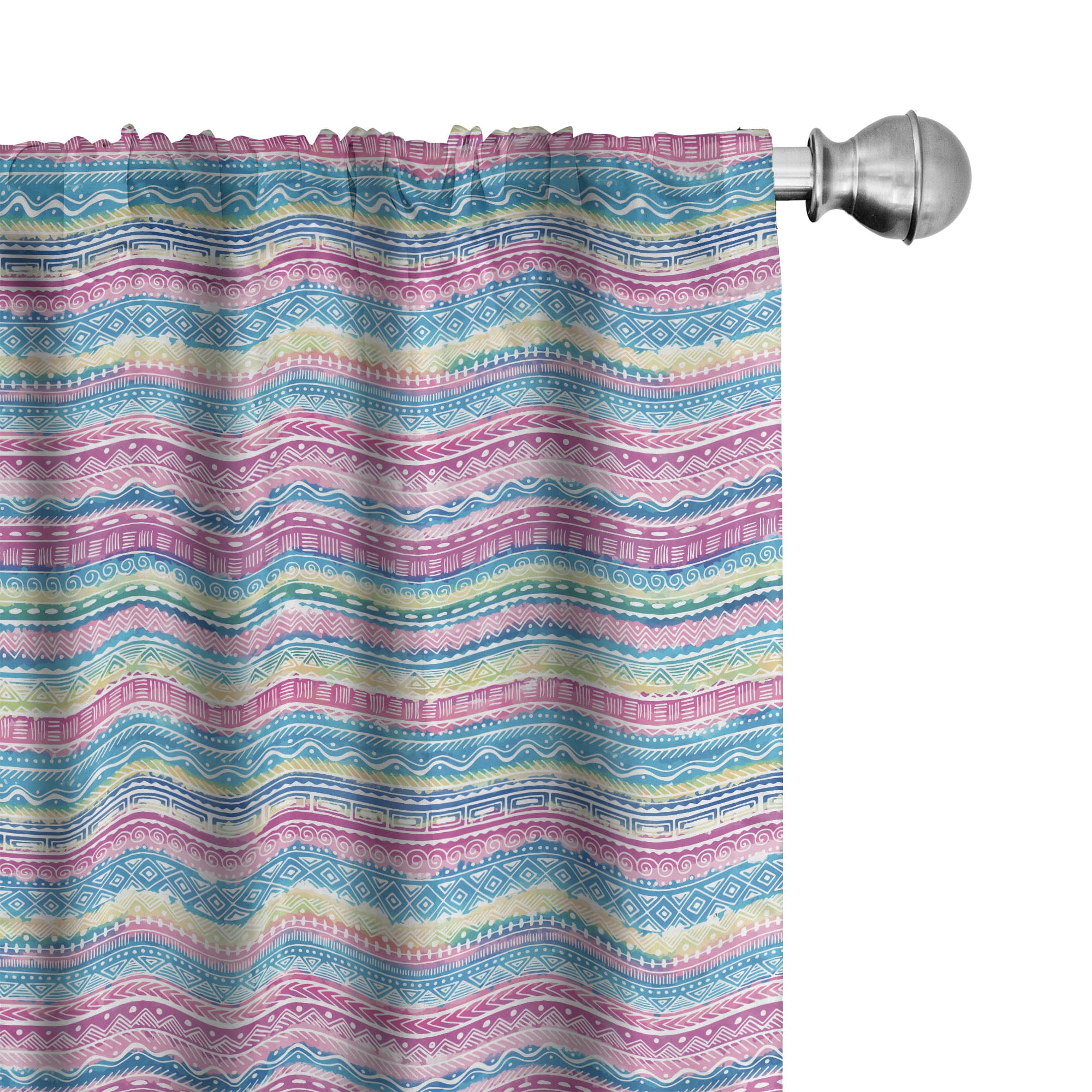 Ambesonne Tribal Curtains, Watercolor Aztec Stripes, Pair of 28"x63 ...