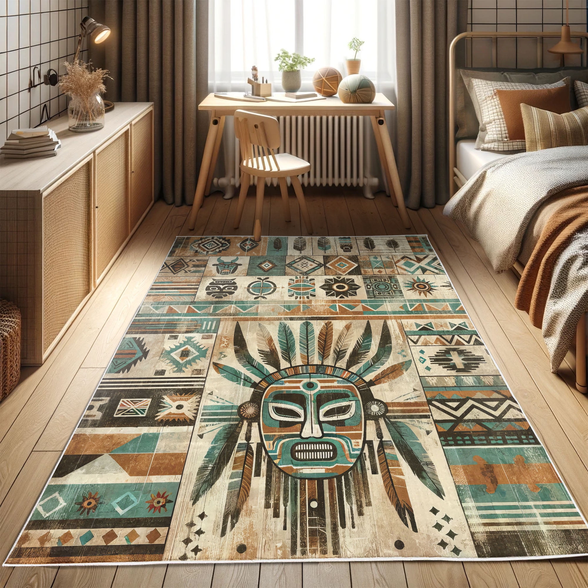 Ambesonne Tribal Decorative Rug Carpet, Rustic and Grunge Style Art, 5 ...