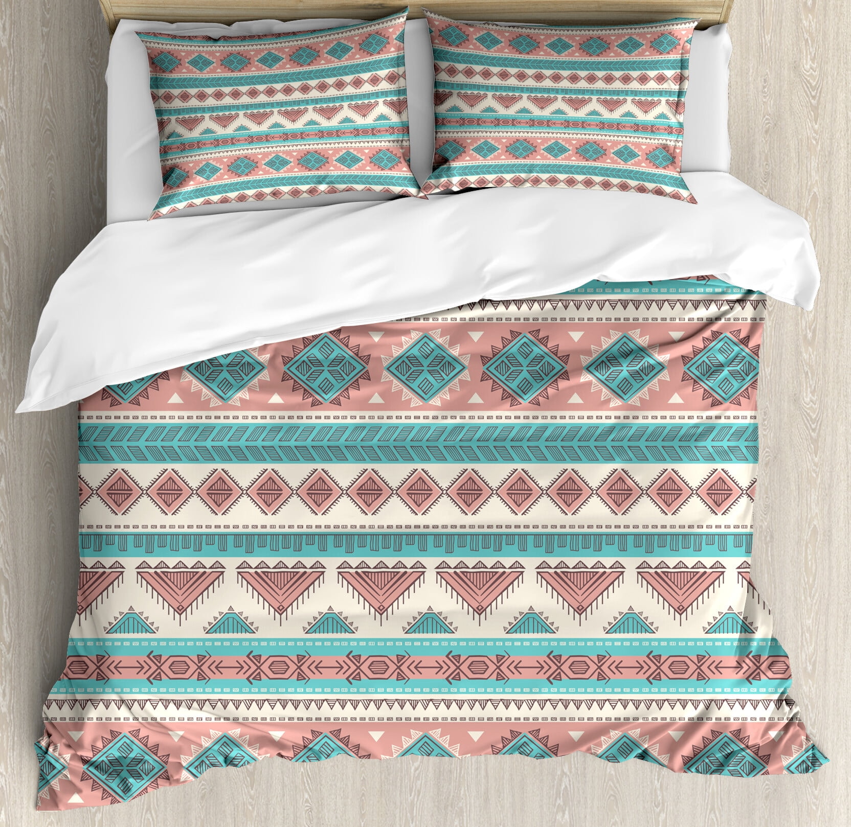 Ambesonne Tribal Duvet Cover Sets, Aztec Art Style, 2-Queen, Cream Aqua ...