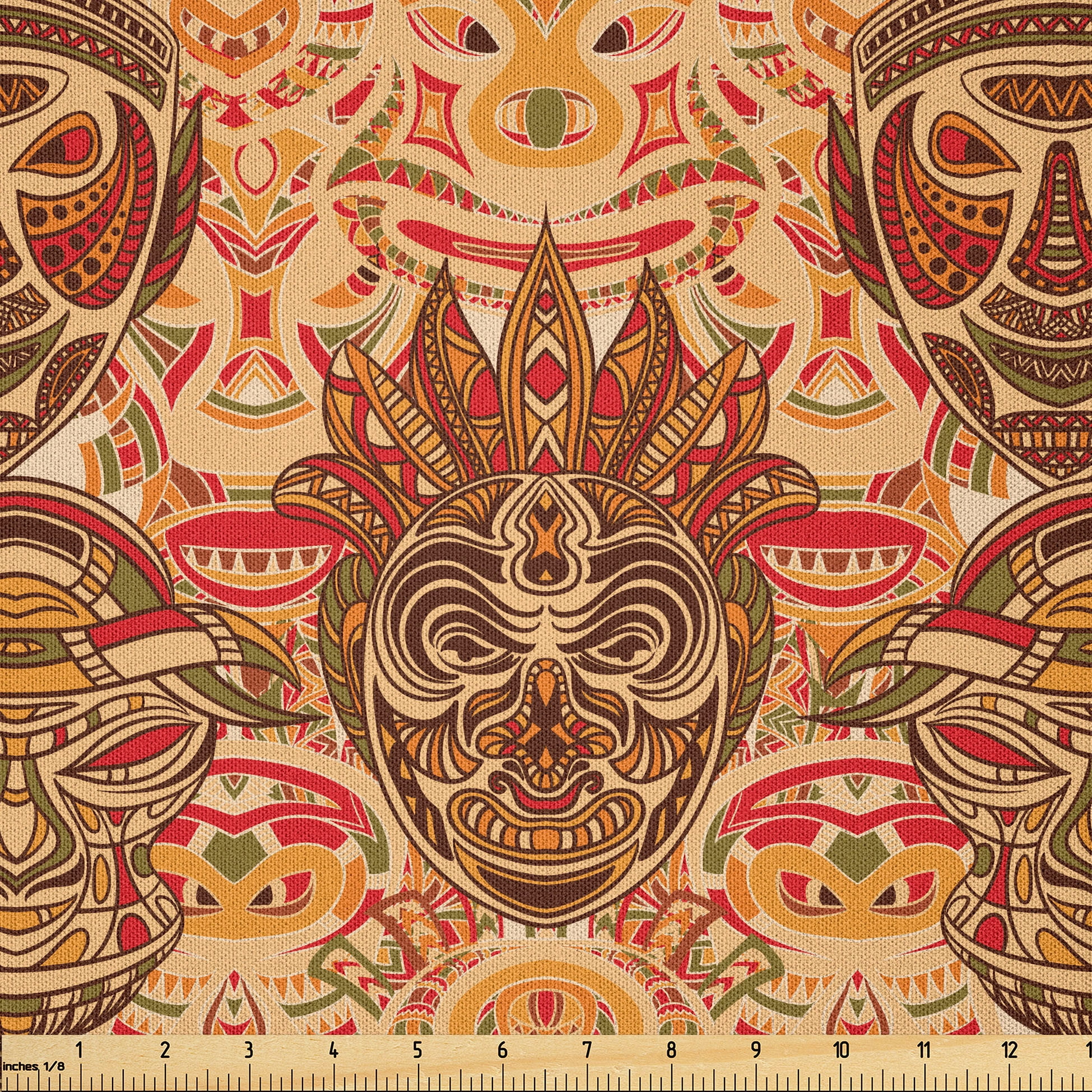 Ambesonne Tribal Fabric by the Yard Microfiber, Motif, 2 Yards, Sand ...