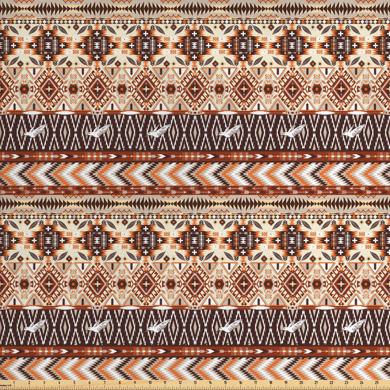 Ambesonne Tribal Fabric by the Yard Upholstery, Indigenous Art Borders ...