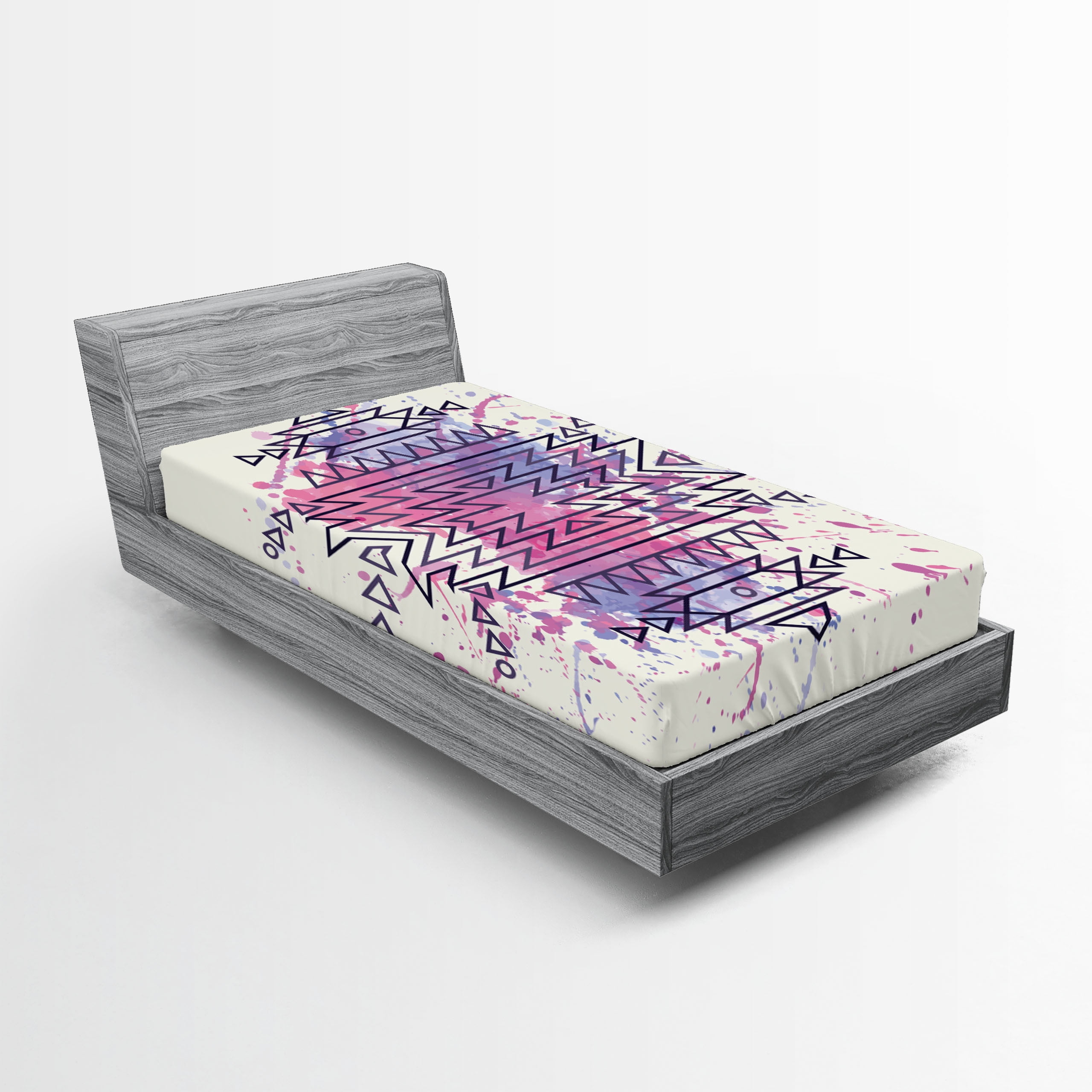 Ambesonne Tribal Fitted Sheet, Motif Brushstroke, Twin Size, Pale Pink ...