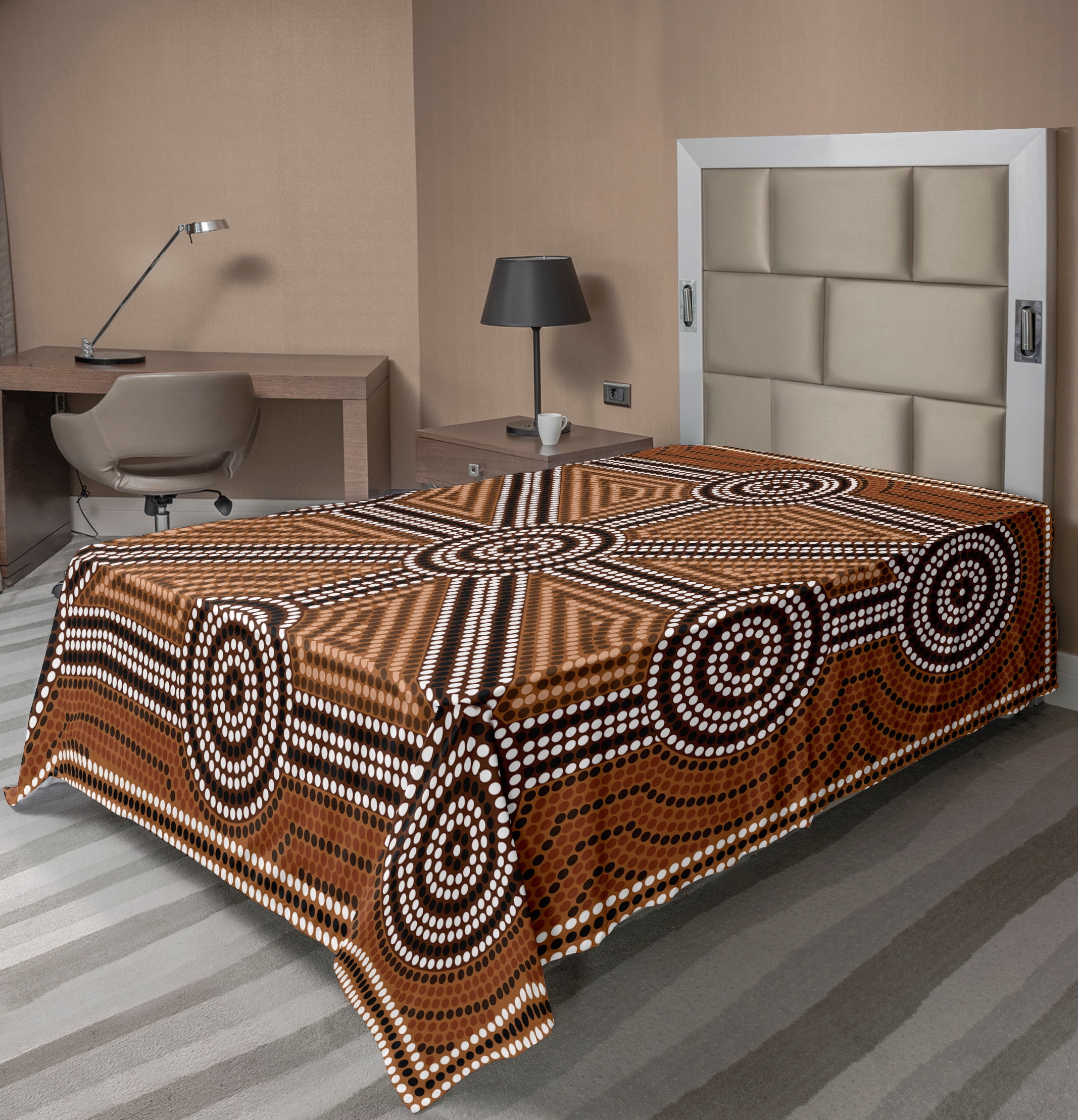 Ambesonne Tribal Flat Sheet, Aboriginal Patterns, Twin Size, Multicolor ...