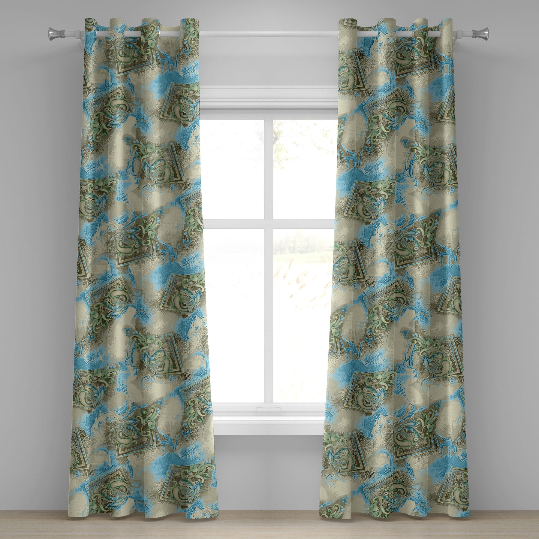 Ambesonne Tribal Grommet Curtain, Ethnic Pattern Folk Paisley, 50"x120 ...