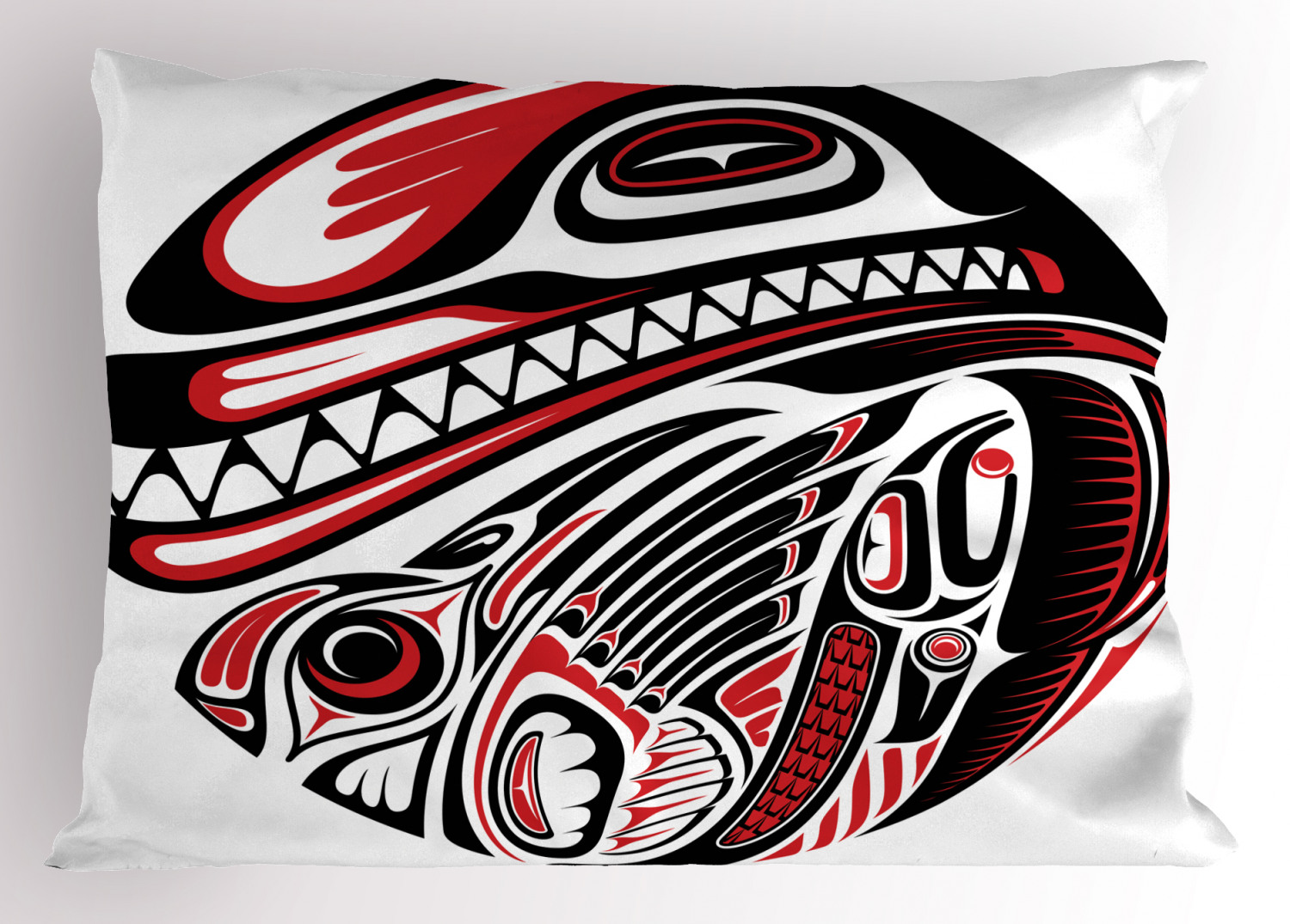 Ambesonne Tribal Pillow Sham, Haida Animal Art, 26" X 20", White Red ...