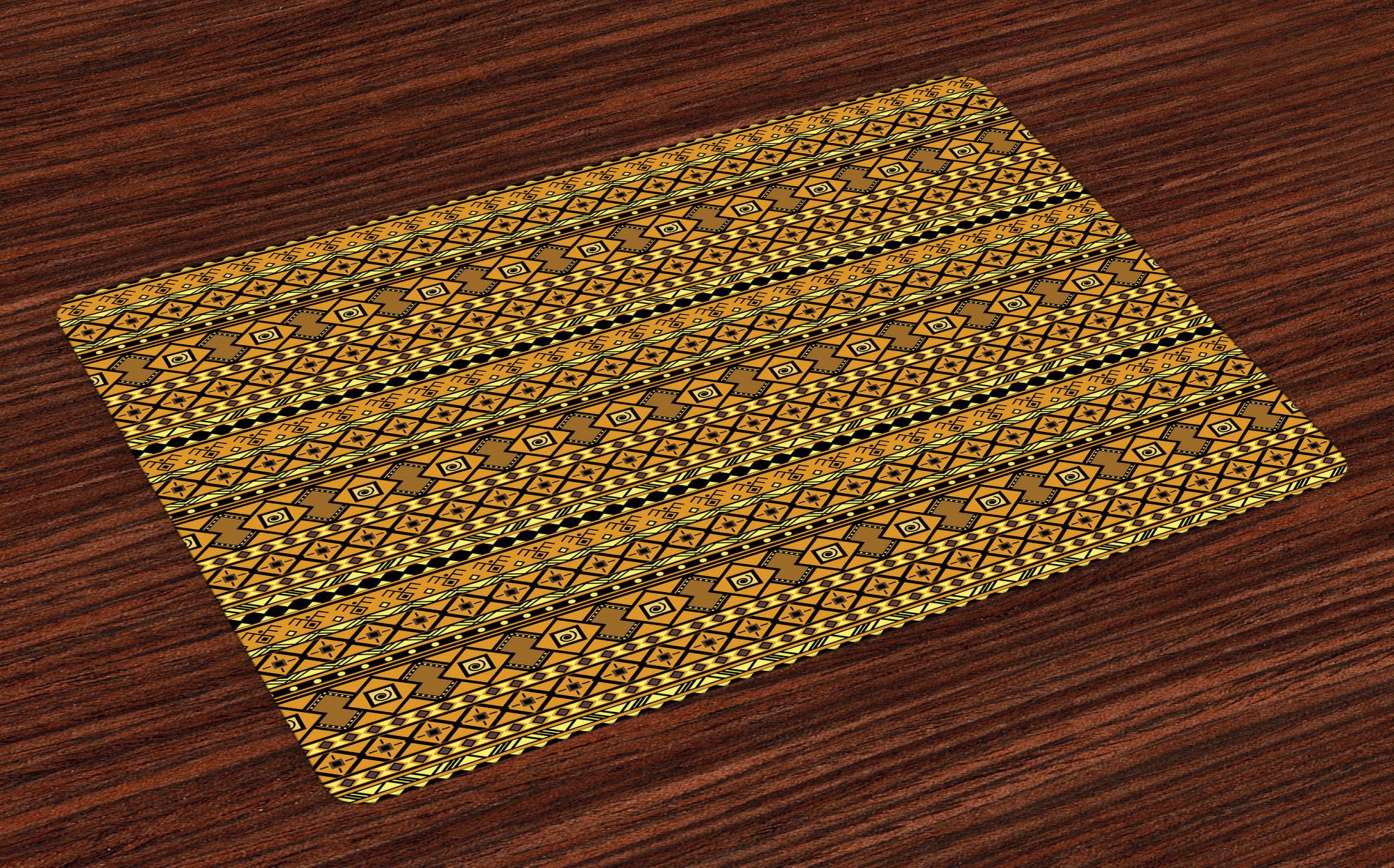 Ambesonne Tribal Place Mats Set of 4, Geometric Folk, Standard Size ...