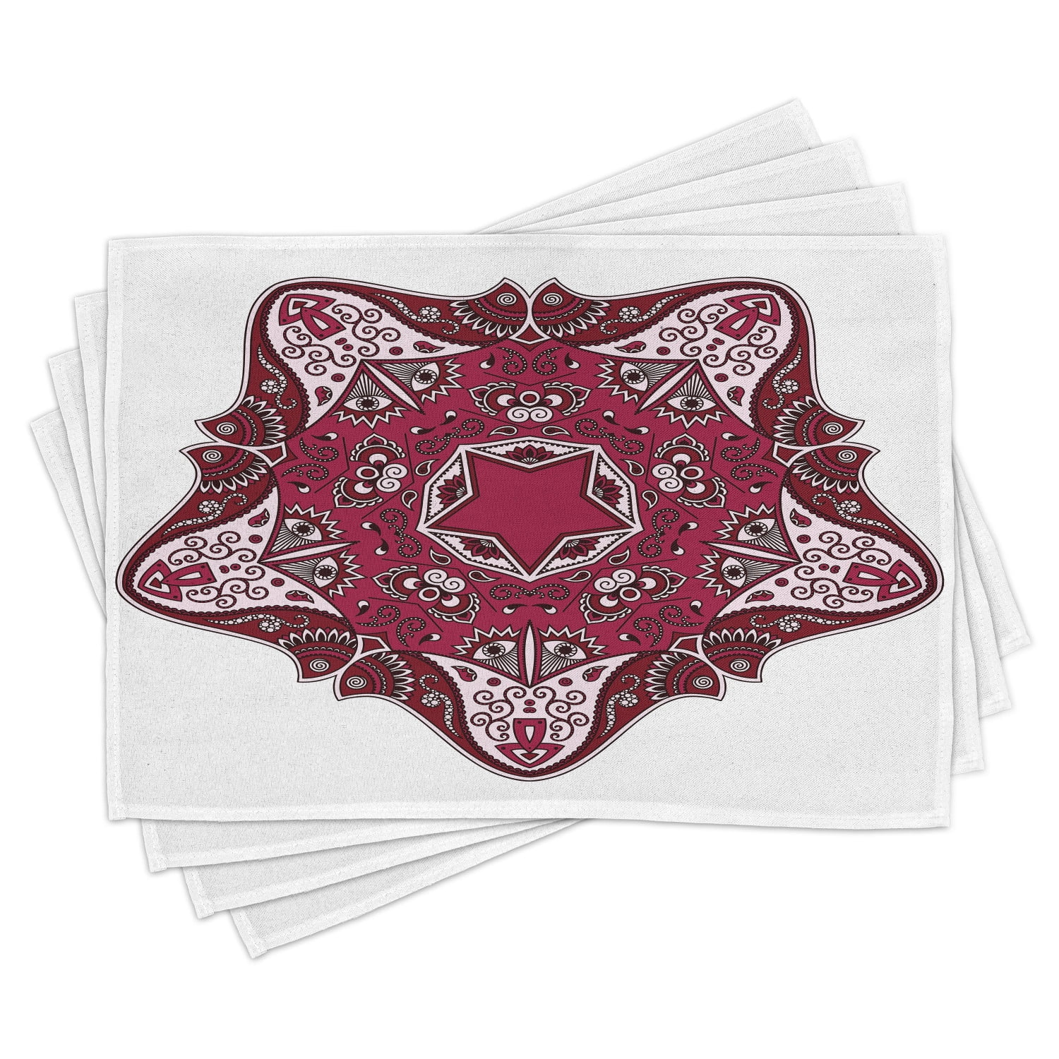 Ambesonne Tribal Place Mats Set of 4, Maroon Mandala, Standard Size ...
