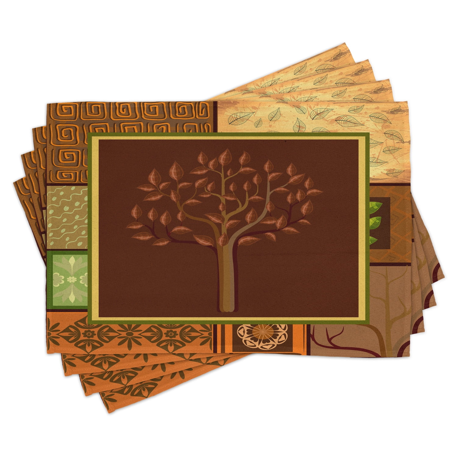 Ambesonne Tribal Place Mats Set of 4, Native Art, Standard Size, Brown ...