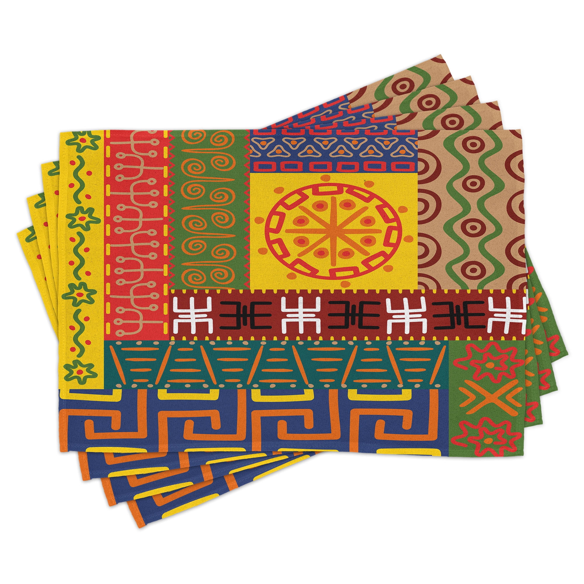 Ambesonne Tribal Place Mats Set of 4, Prehistoric Tribal, Standard Size ...