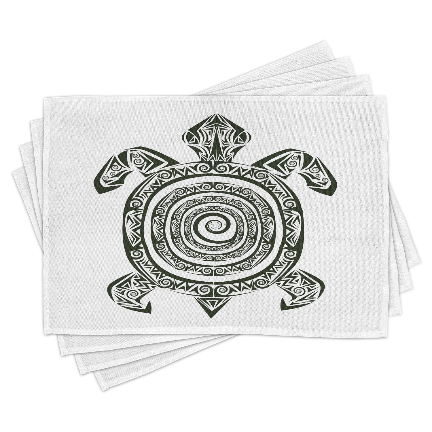 Ambesonne Tribal Place Mats Set of 4, Turtle Maori, Standard Size ...