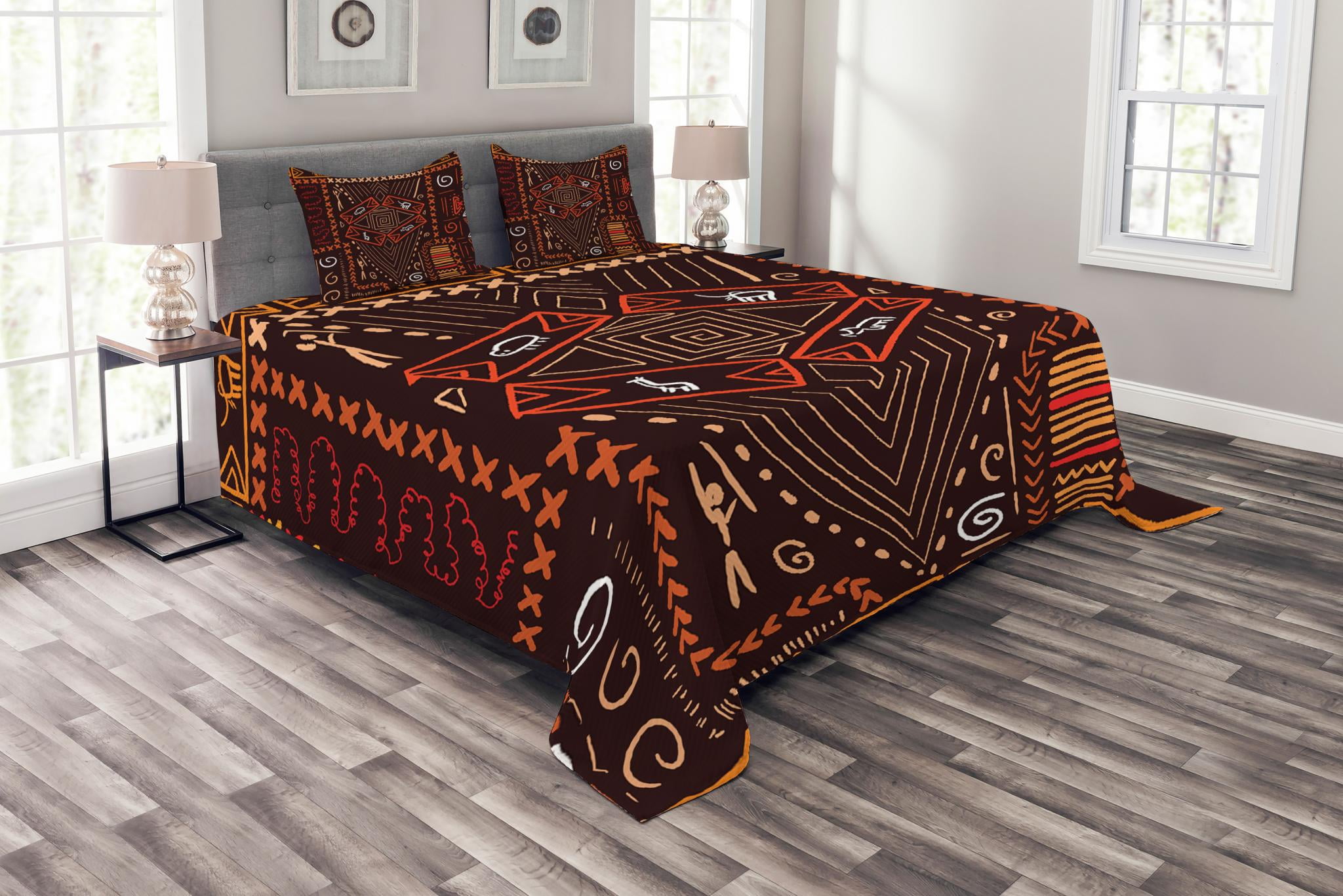 Ambesonne Tribal Quilted Bedspread Set 3 Pcs, Aboriginal Cave, Queen ...
