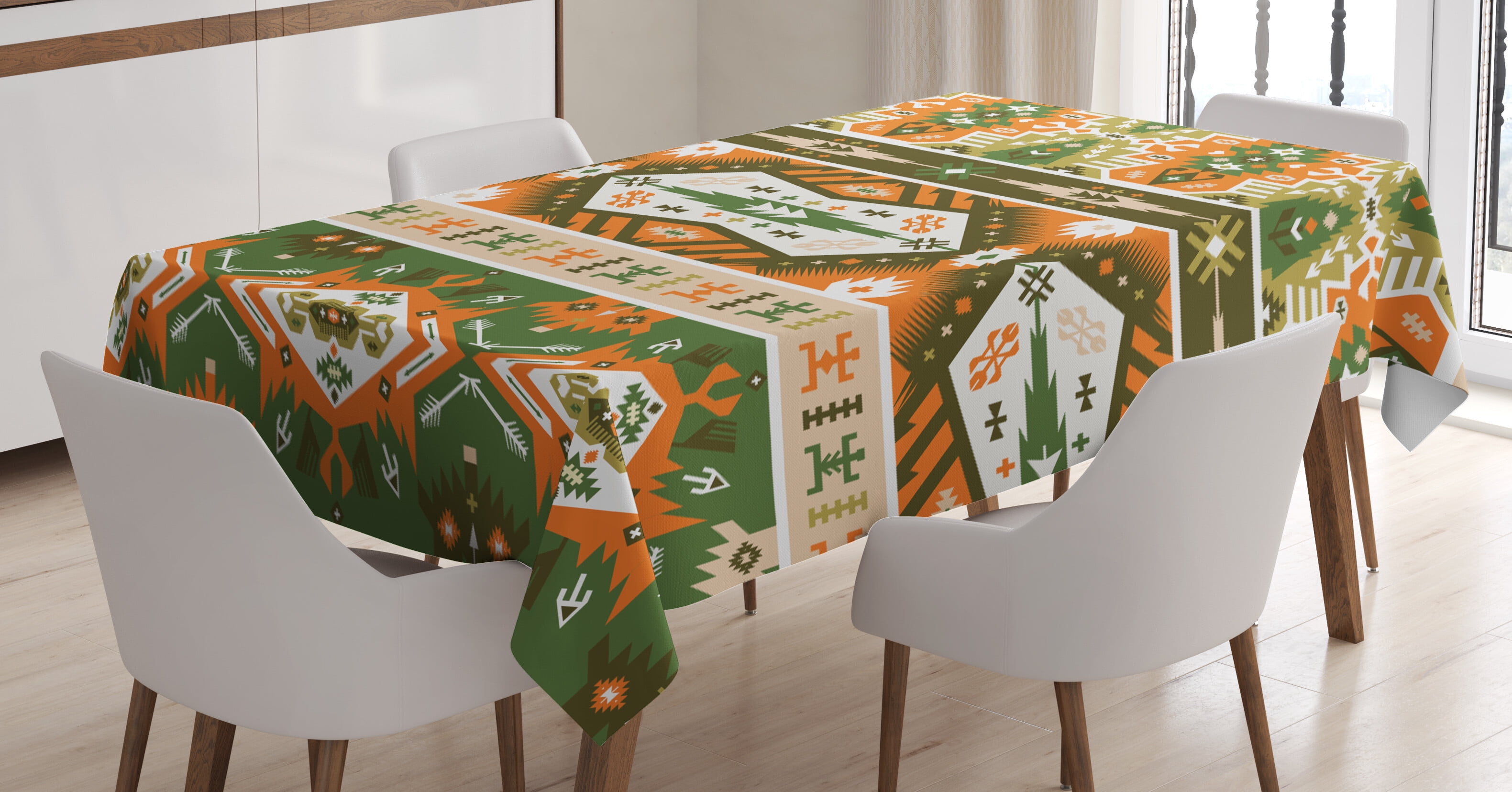 Ambesonne Tribal Tablecloth Rectangular Table Cover, Aztec Mayan Style ...