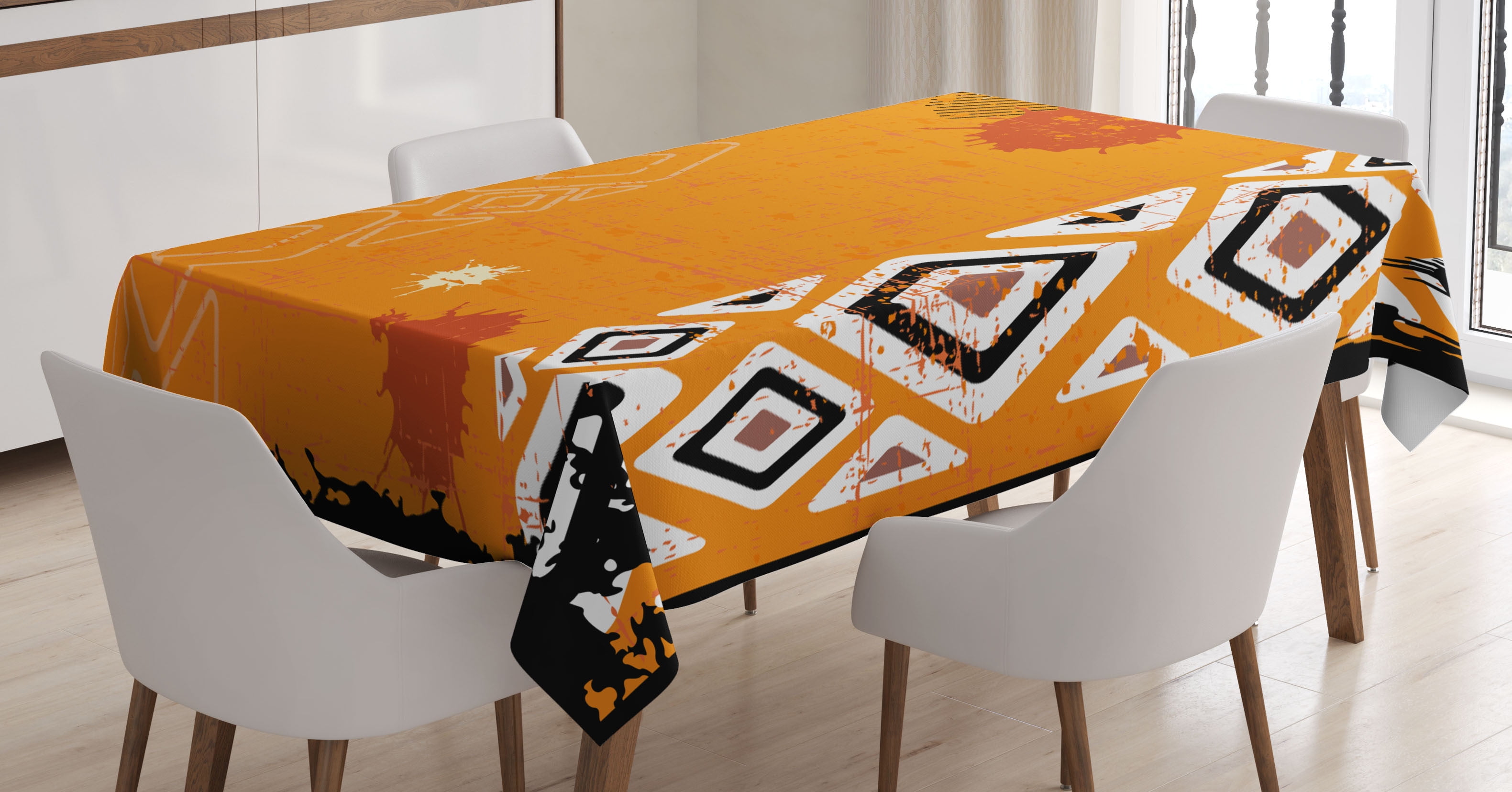 Ambesonne Tribal Tablecloth Rectangular Table Cover, Grungy Ethnic ...