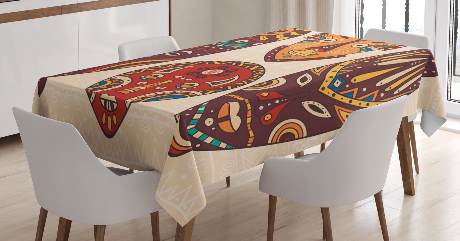 Ambesonne Tribal Tablecloth Rectangular Table Cover, Indigenous Folk ...