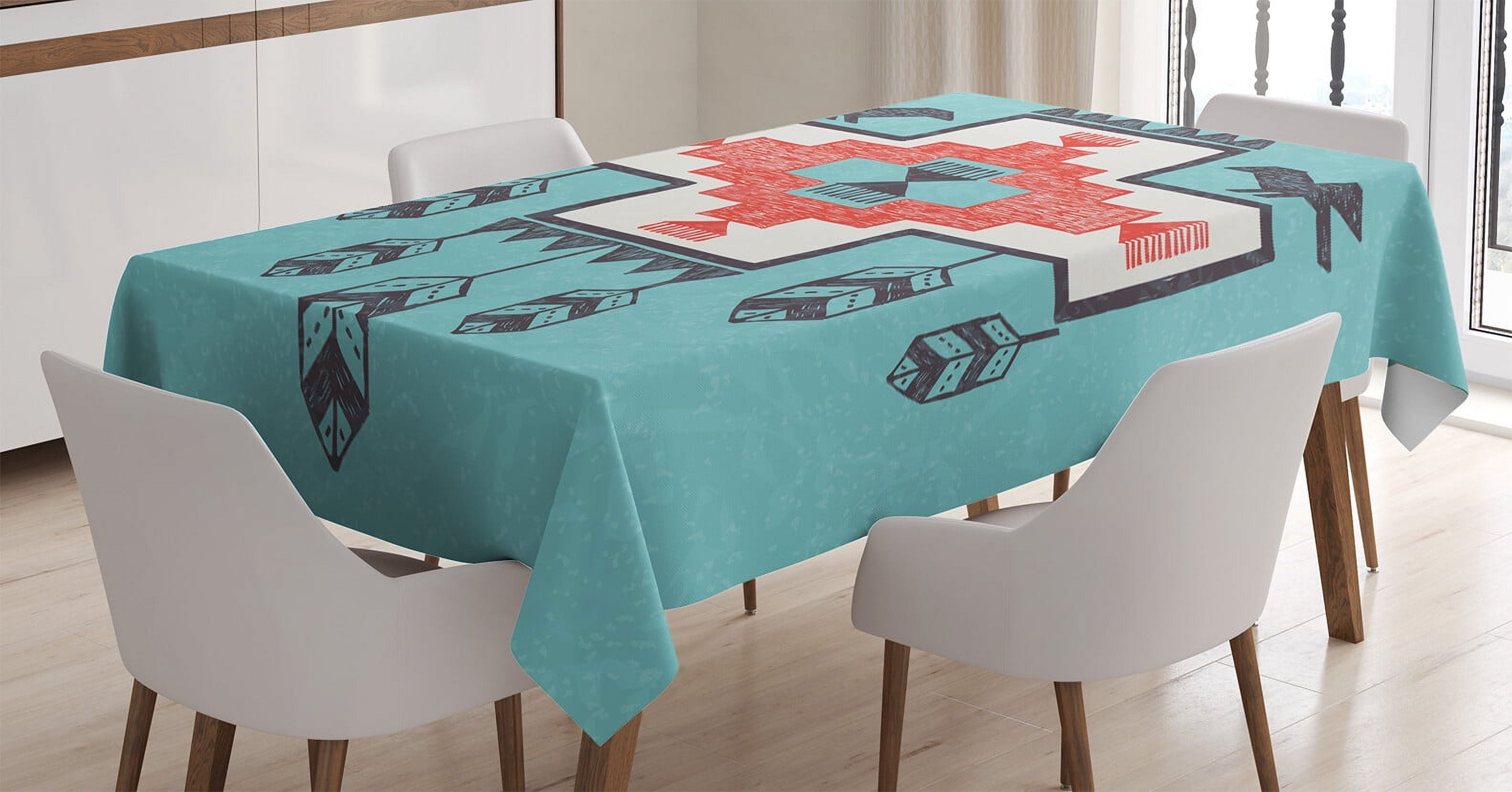 Ambesonne Tribal Tablecloth Rectangular Table Cover, Vintage Native, 52 ...