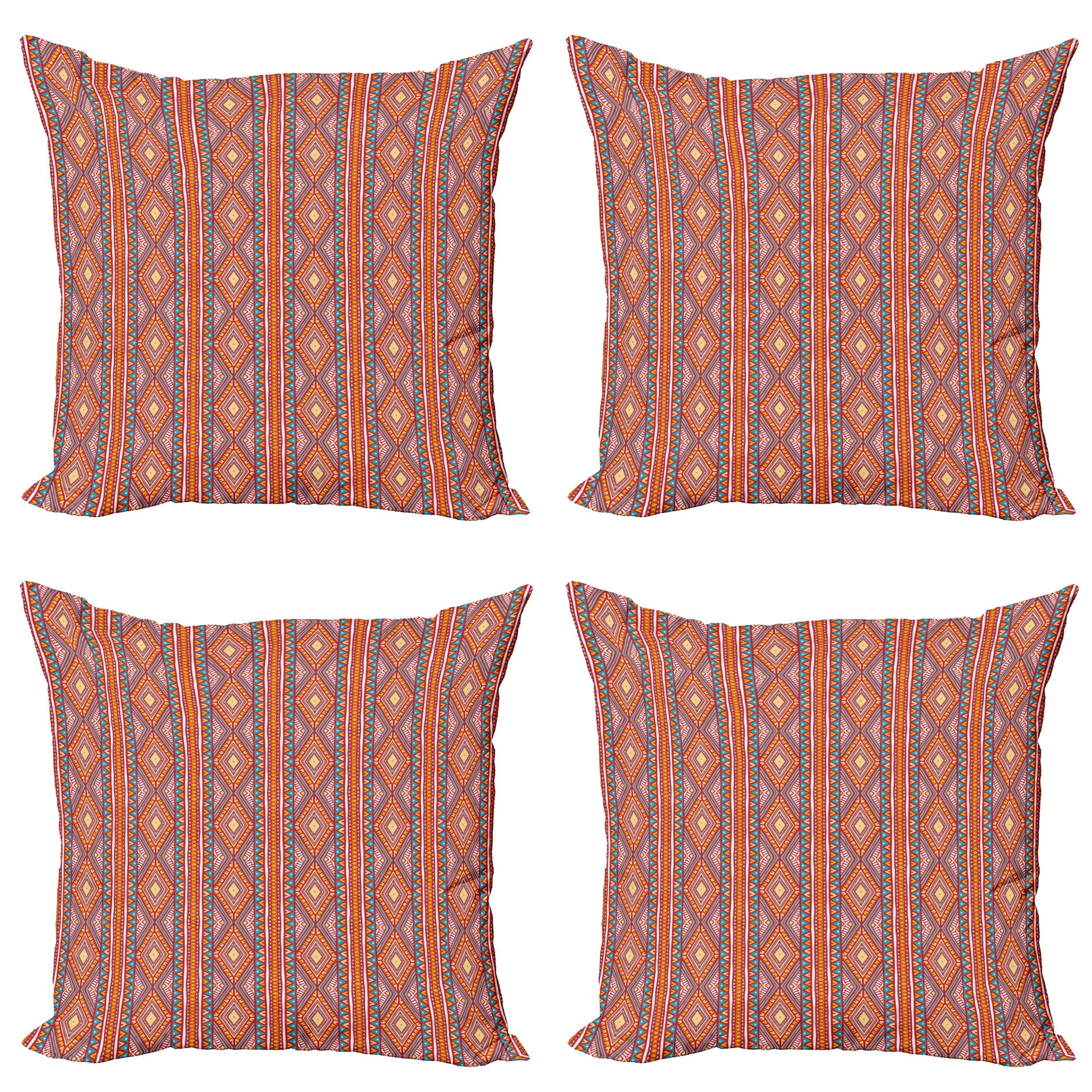 Ambesonne Tribal Throw Pillow Cover 4 Pack, Traditional Aztec Motifs ...