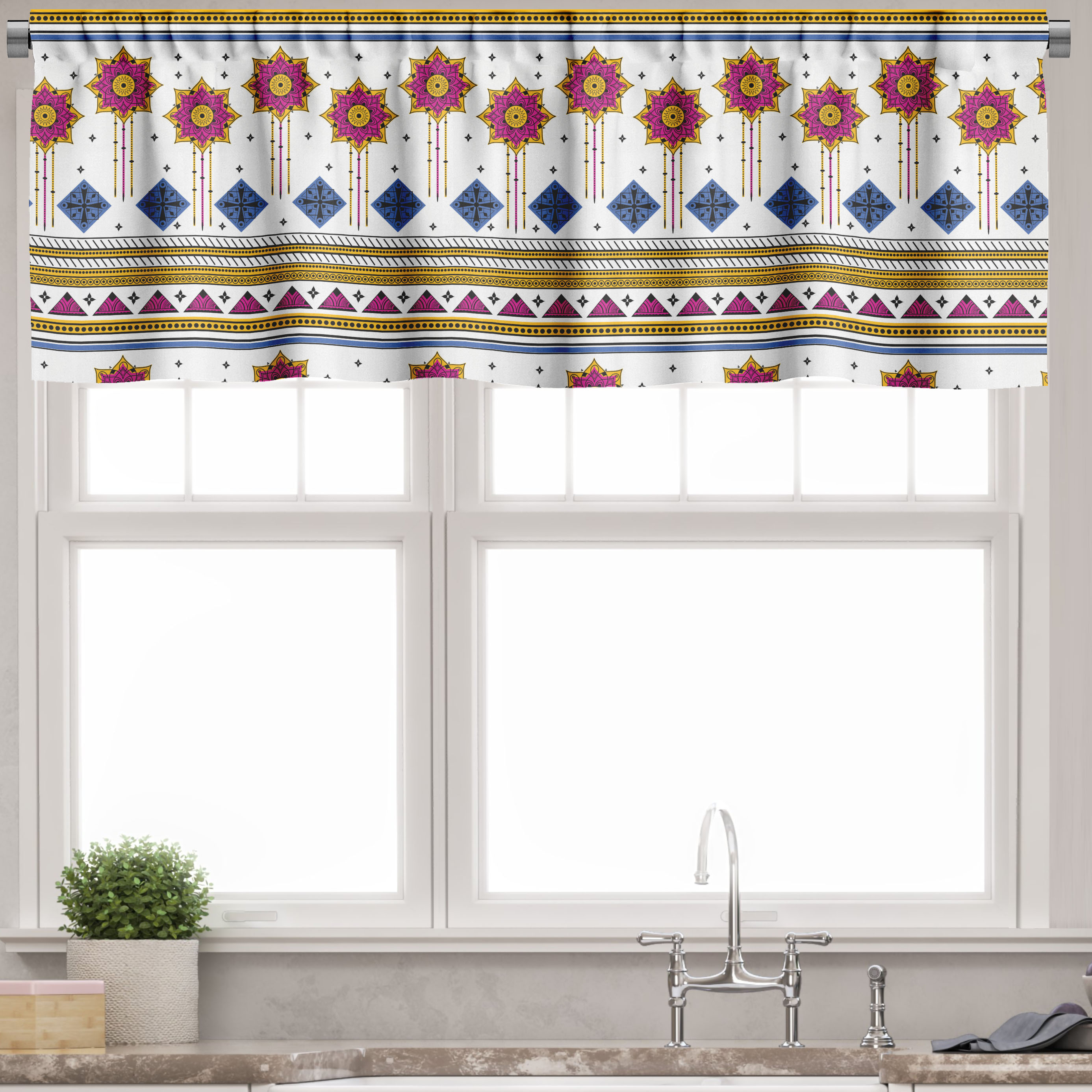 Ambesonne Tribal Valance Pack of 2, Mayan Folkloric Cultural, 54"X12 ...