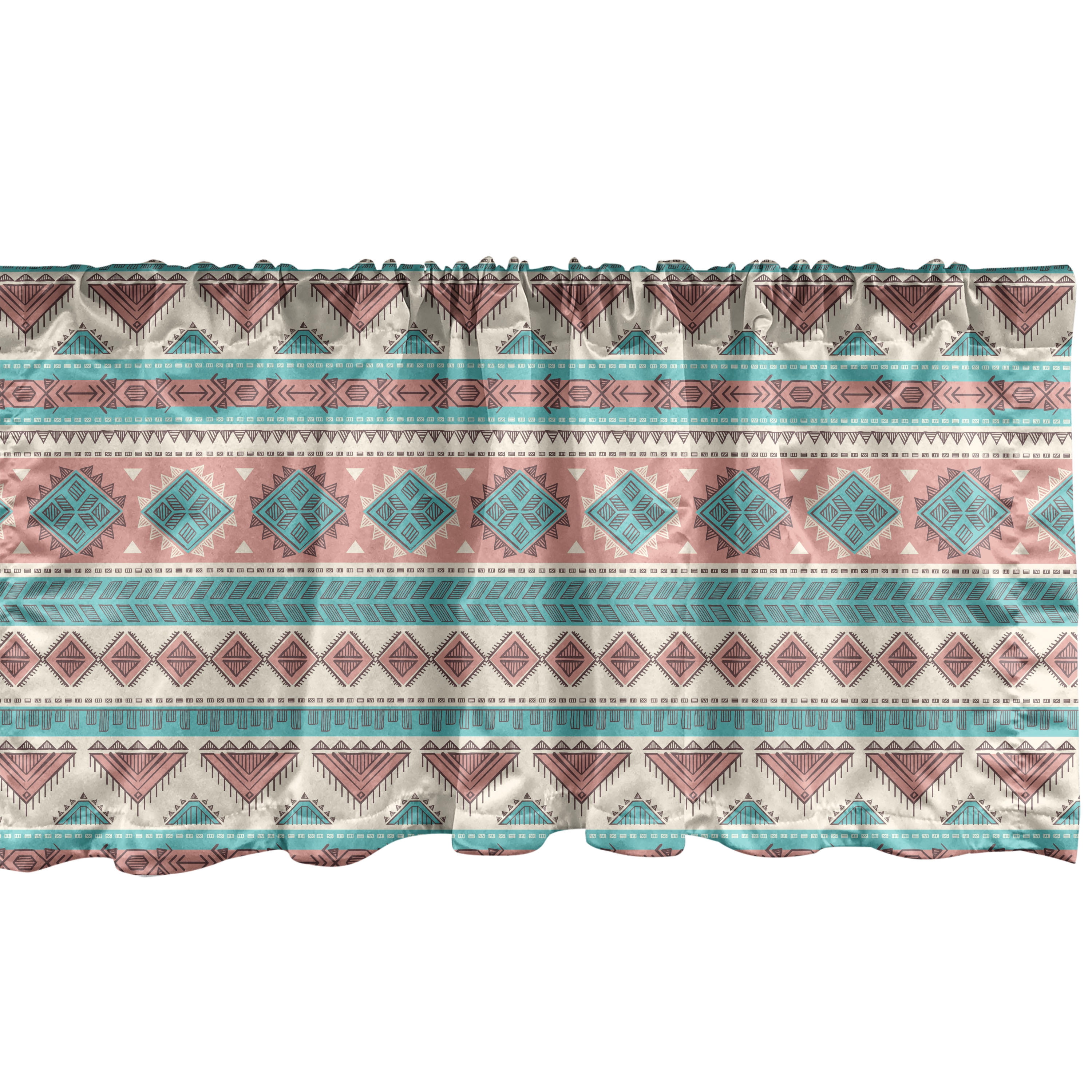 Ambesonne Tribal Window Valance, Aztec Art Style, 54" X 12", Cream Aqua ...