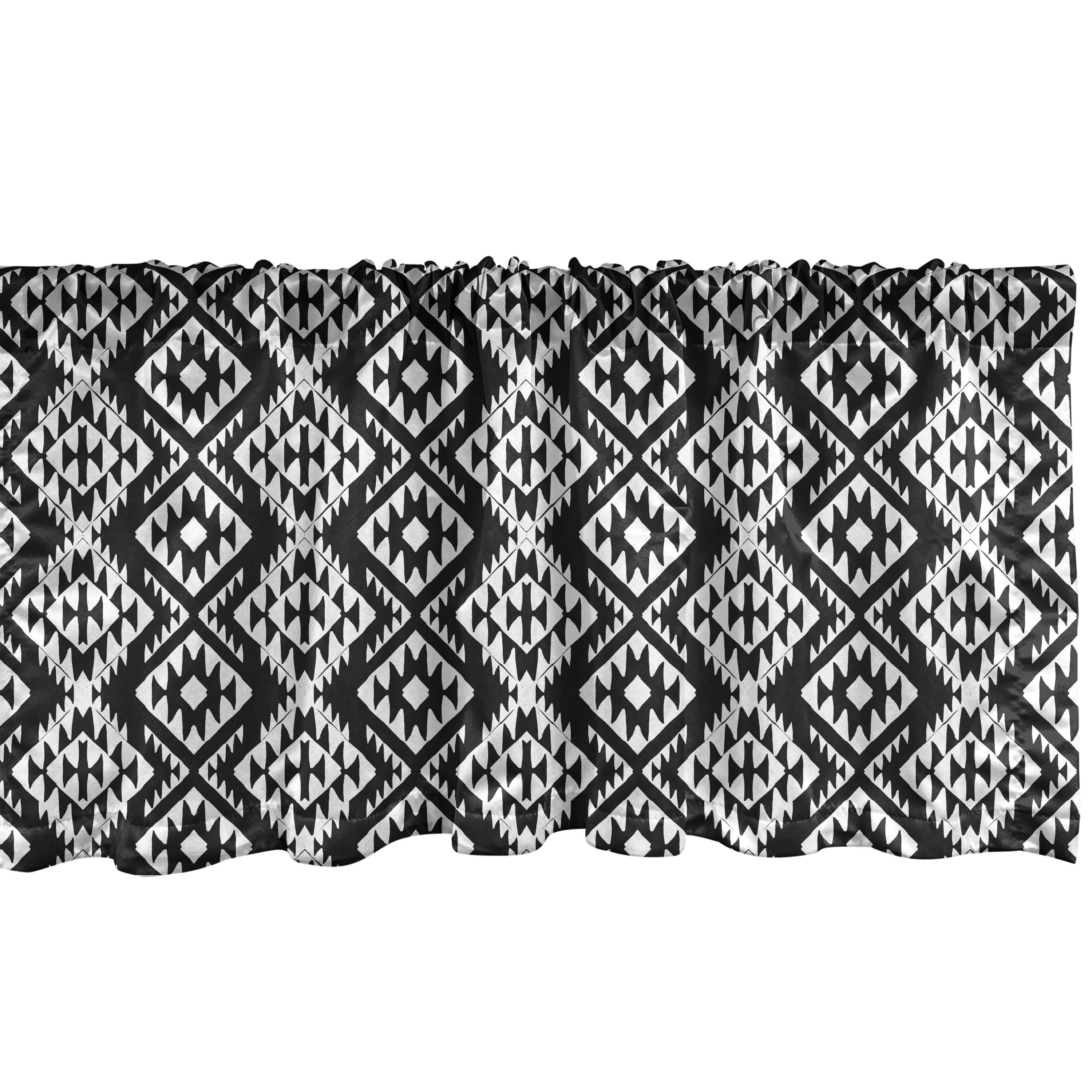 Ambesonne Tribal Window Valance, Black and White Art Aztec Style Motif ...