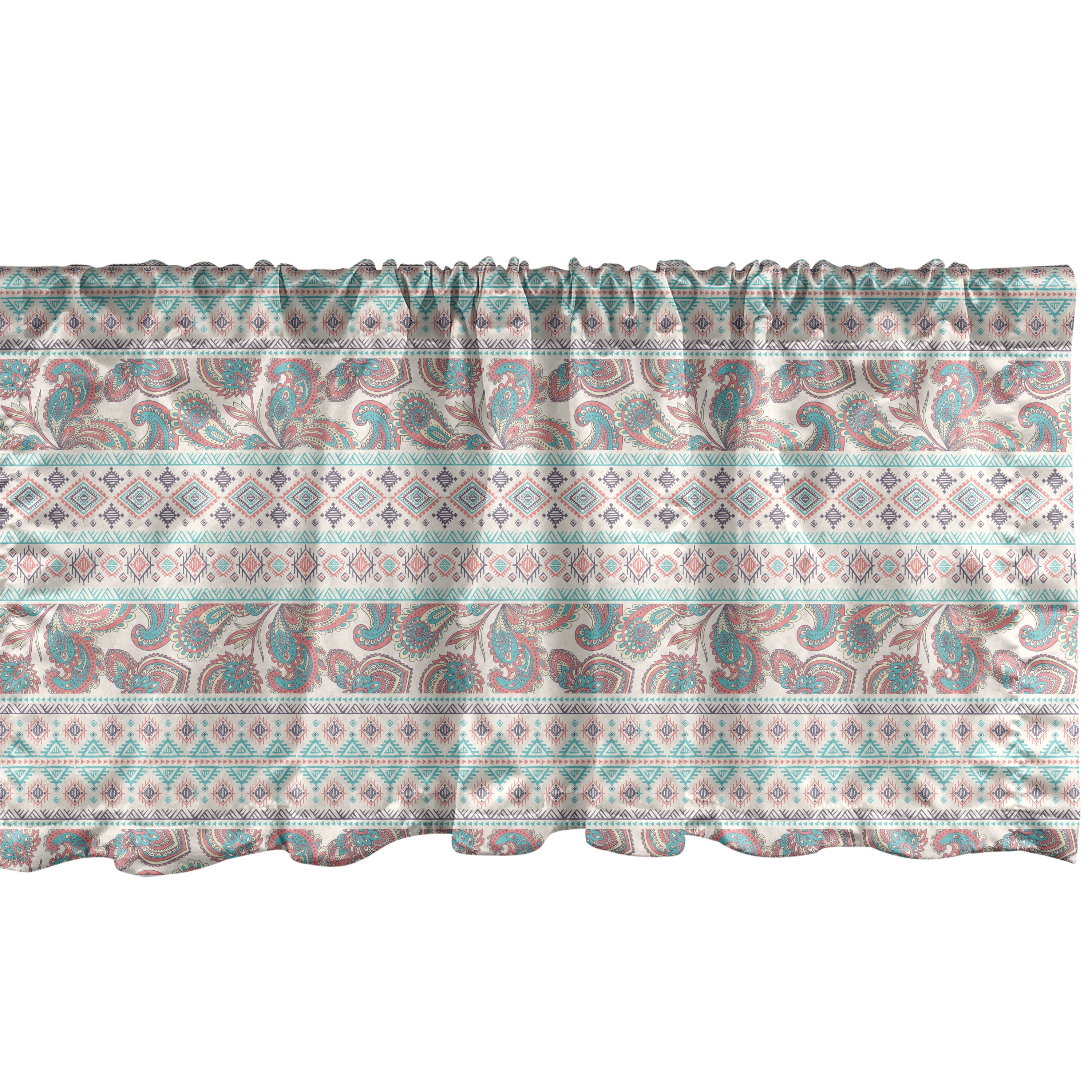 Ambesonne Tribal Window Valance, Floral Paisley and Aztec, 54" X 18 ...