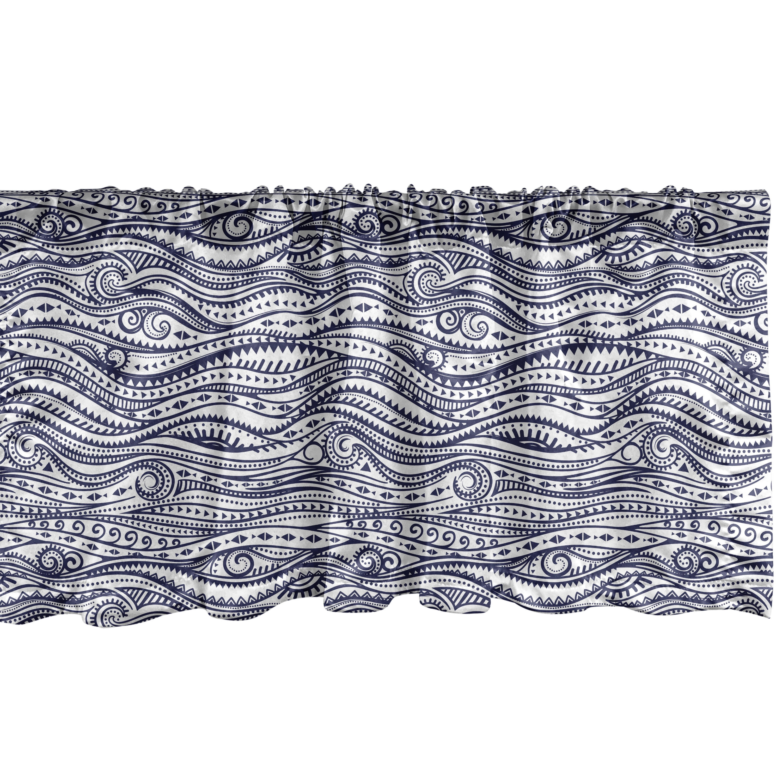 Ambesonne Tribal Window Valance, Vintage Lines, 54" X 18", Dark Blue ...