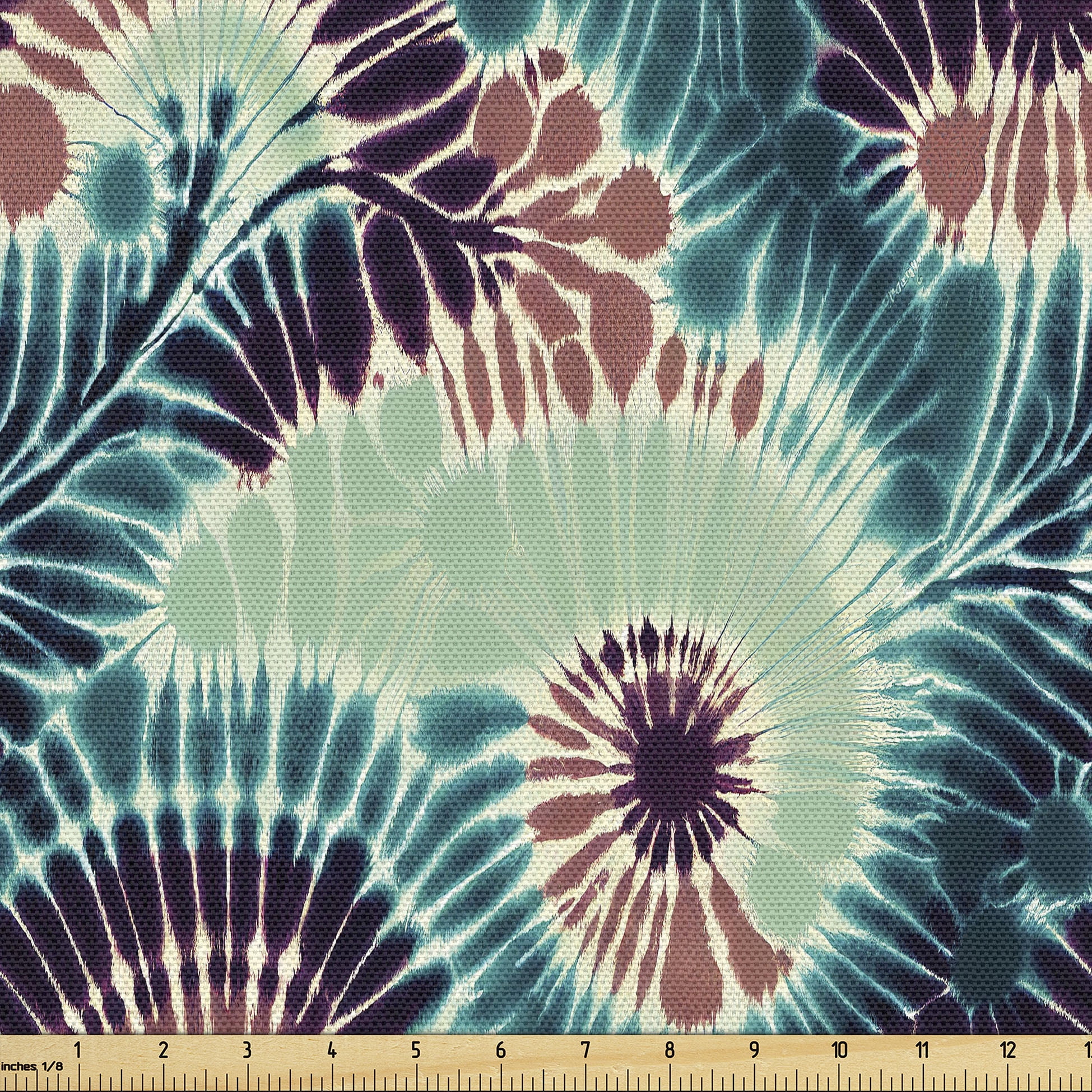 Ambesonne Trippy Fabric by the Yard Upholstery, Nostalgic Swirls Hippie ...