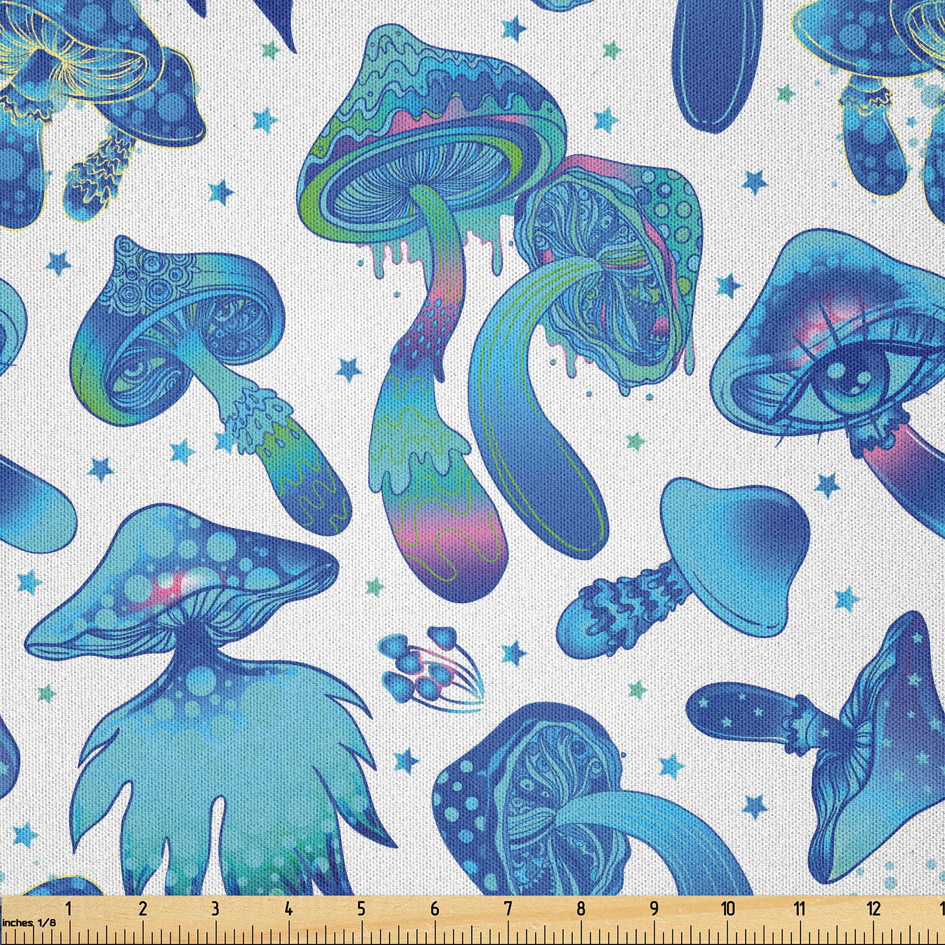 Ambesonne Trippy Mushroom Fabric by the Yard Microfiber, Hippie Style ...