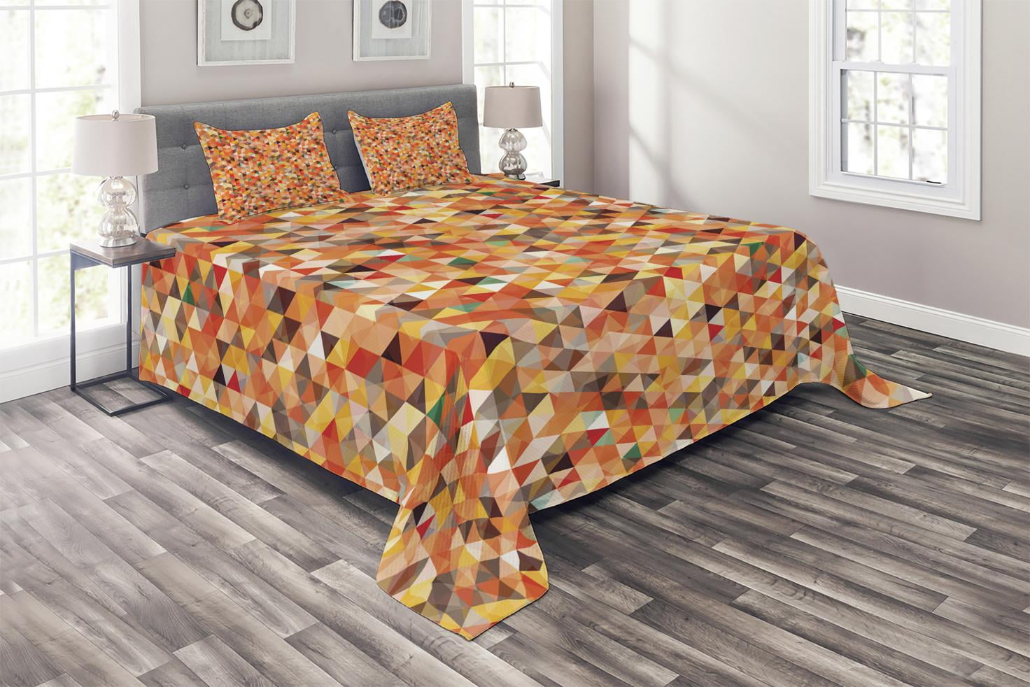 Ambesonne Trippy Quilted Coverlet 3 Pcs, Abstract Vibrant Motif, King ...