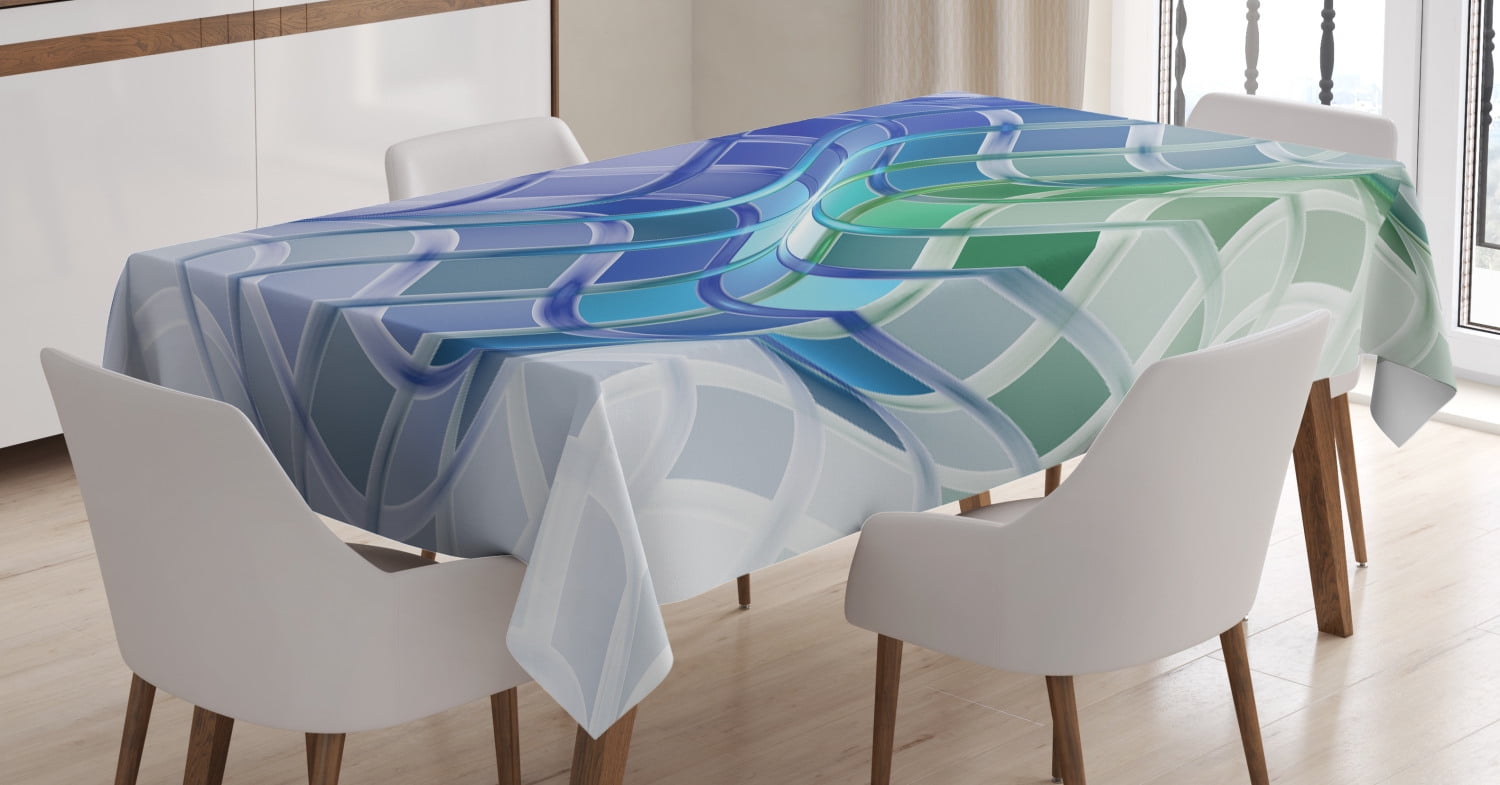Ambesonne Trippy Tablecloth Rectangular Table Cover, Abstract Wavy ...