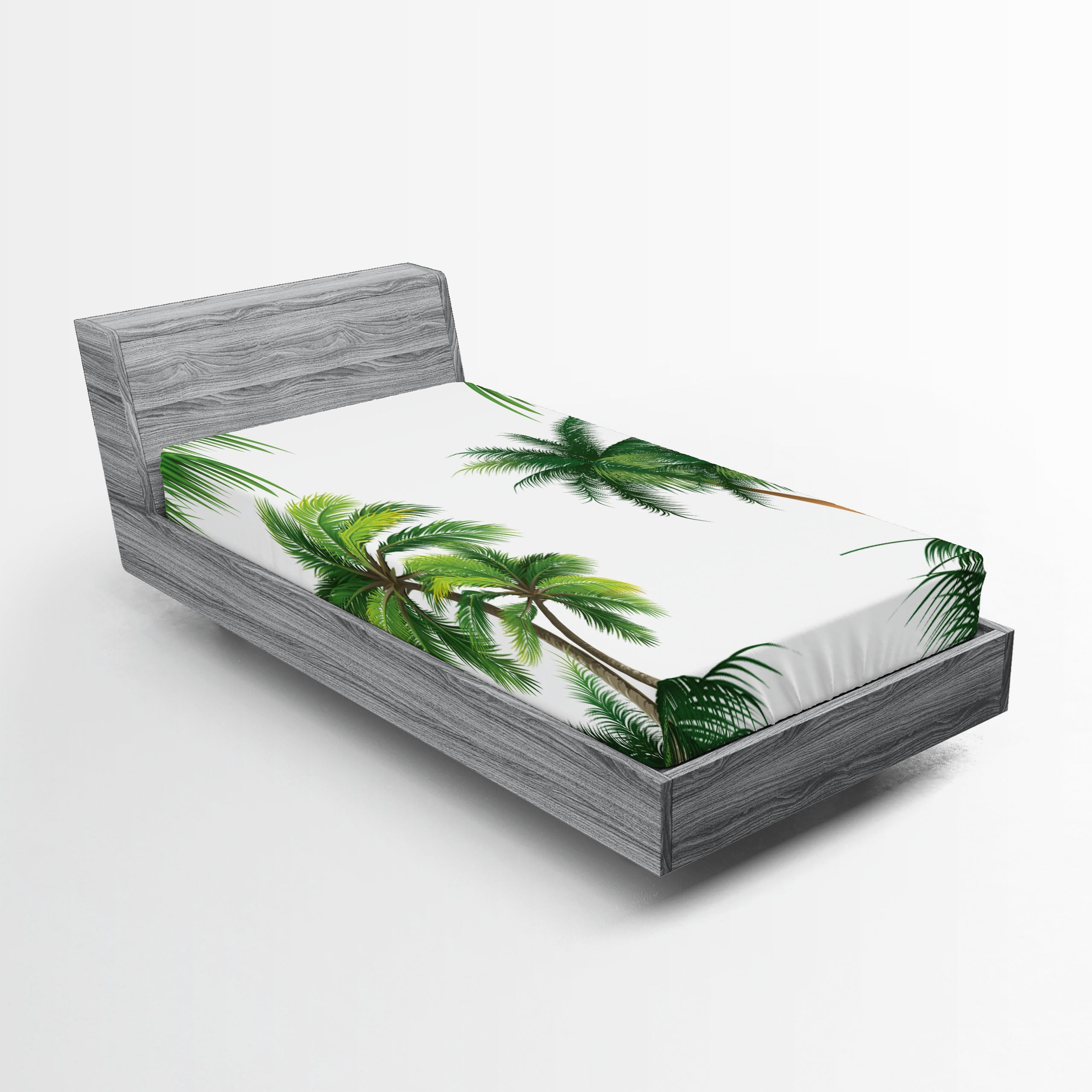Ambesonne Tropic Fitted Sheet, Coconut Palm Tree Plants, Twin Size ...
