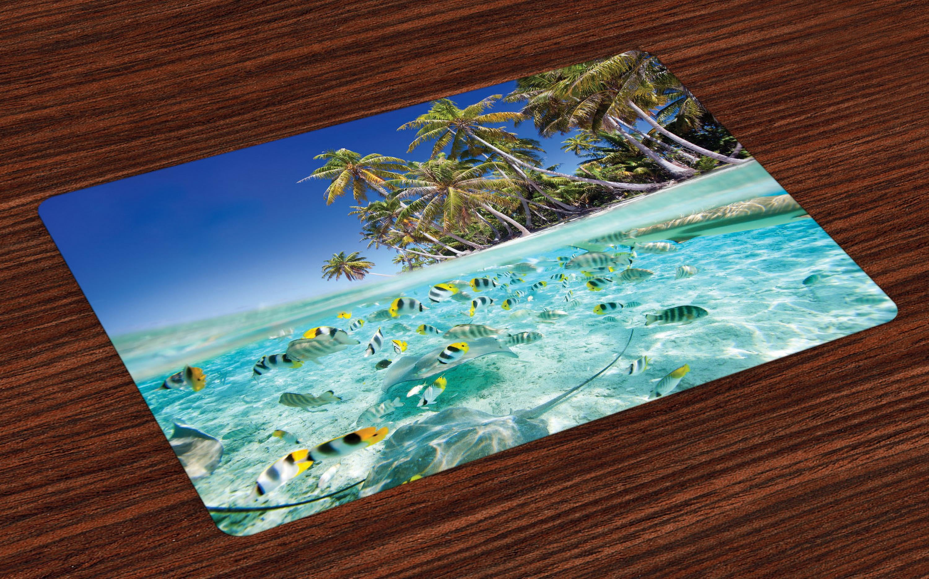 Ambesonne Tropic Place Mats Set of 4, Exotic Island Underwater ...
