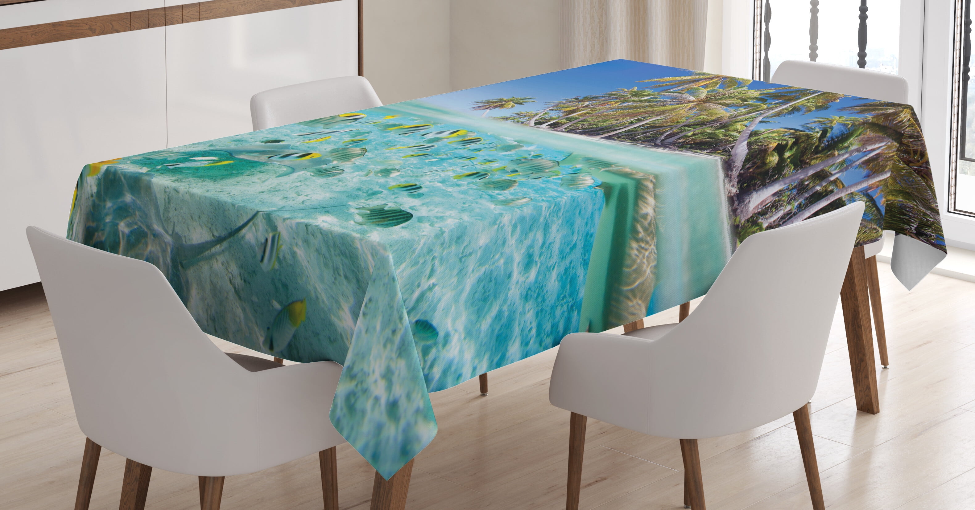 Ambesonne Tropic Tablecloth Rectangular Table Cover, Exotic Island ...