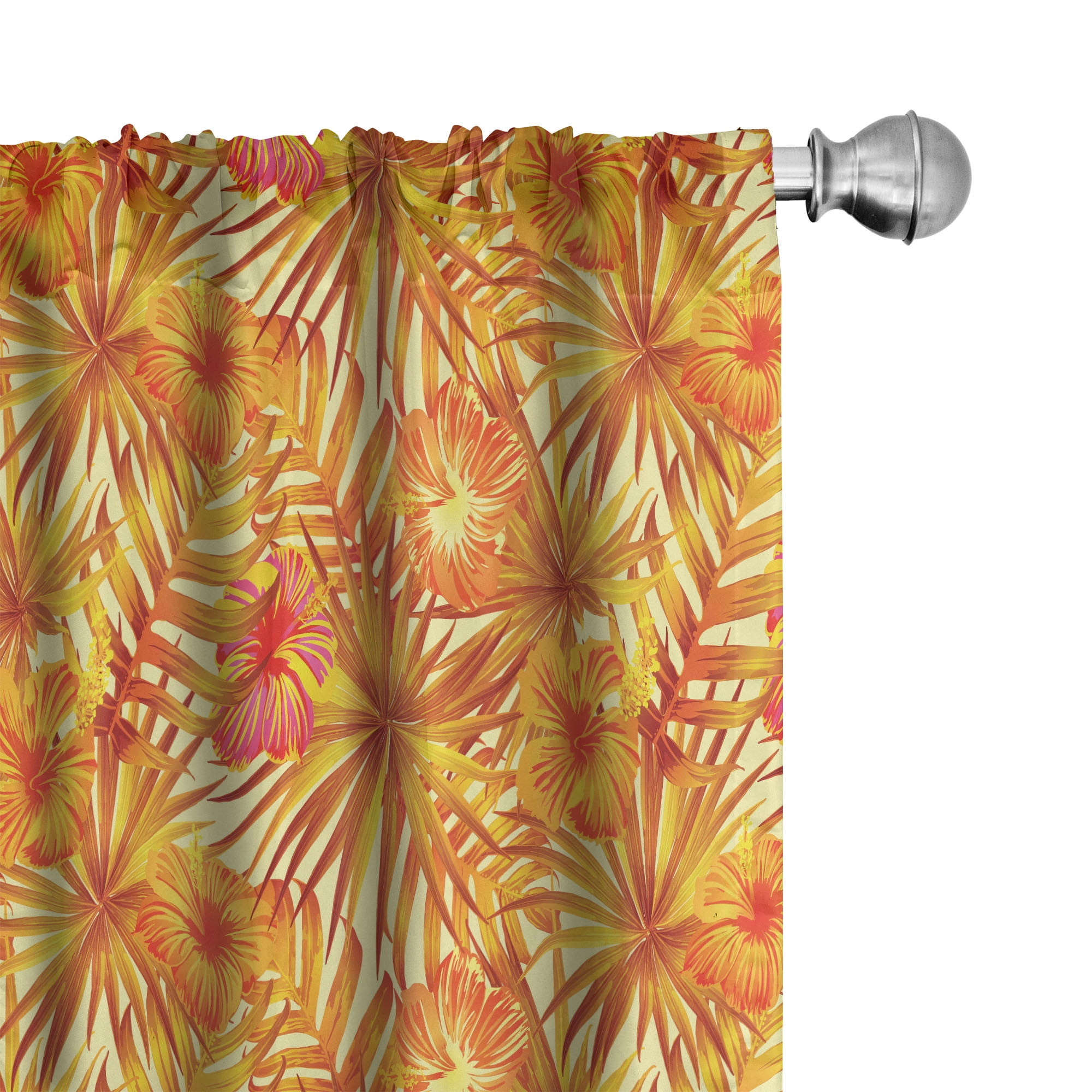 Ambesonne Tropical 4-Panel Curtains, Leaves in Autumn Colors, 56"x84 ...