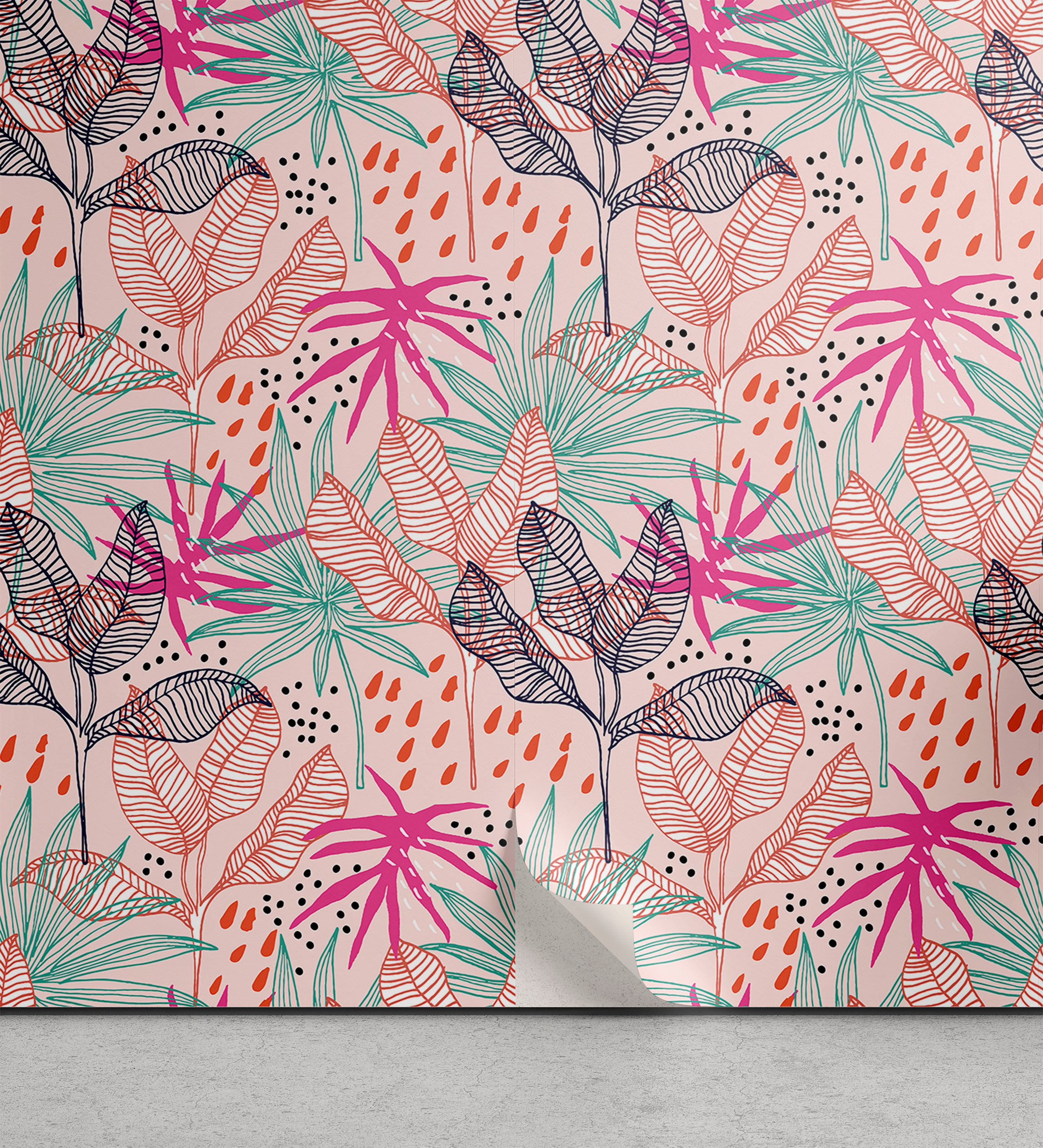 Ambesonne Tropical Abstract Peel & Stick Wallpaper for Home, Peaceful ...