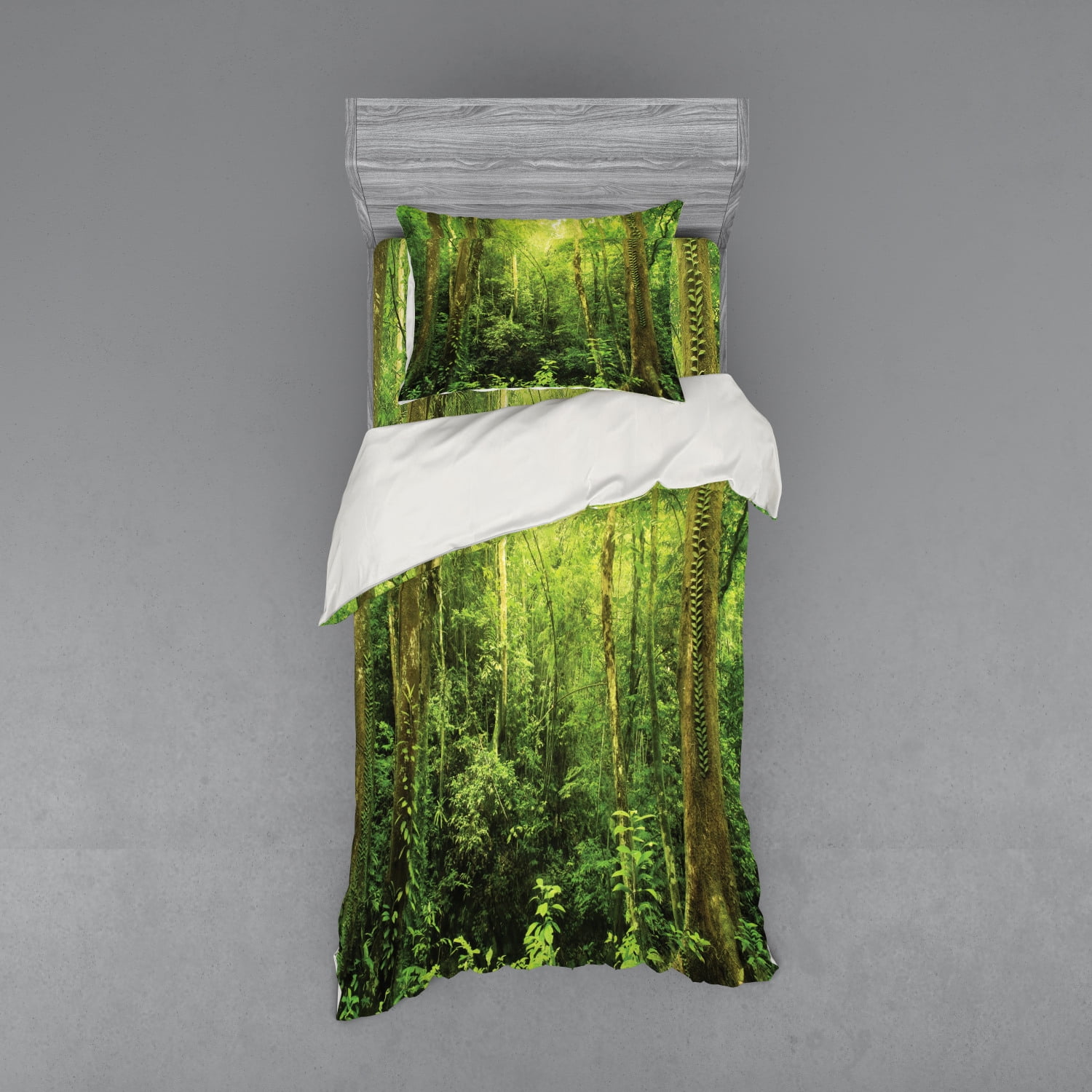 Ambesonne Tropical Bedding Set 3 Pcs, Rainforest Landscape, Twin, Green ...