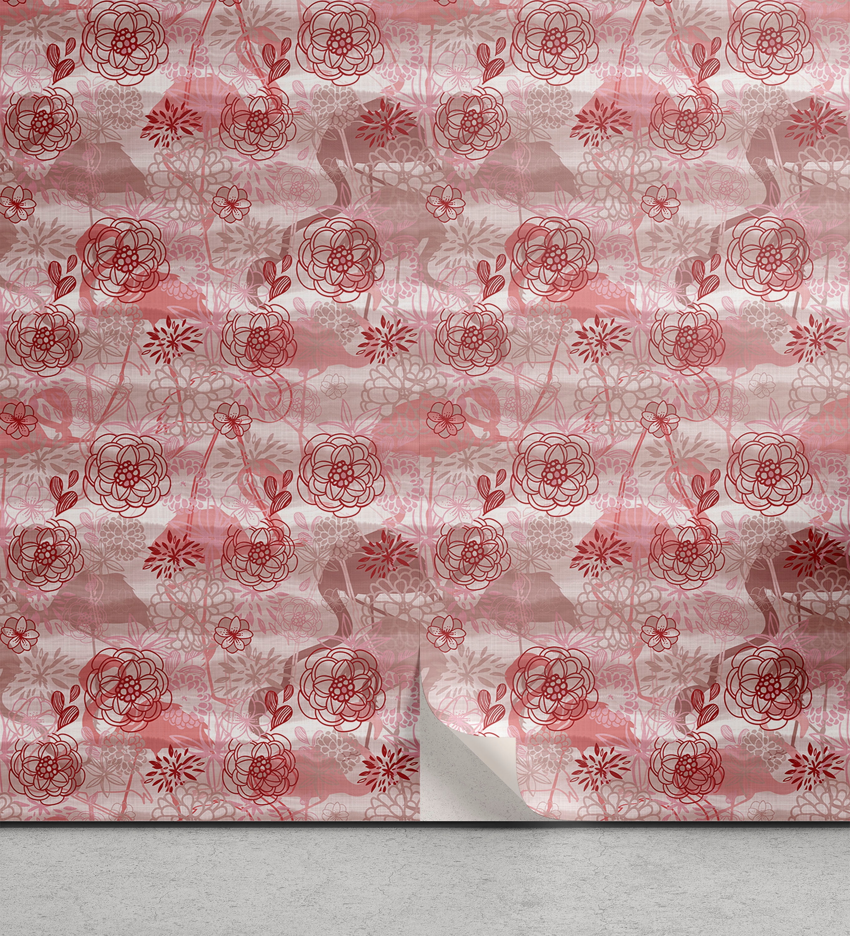 Ambesonne, Tropical Boho Peel & Stick Wallpaper for Home, Flamingo ...